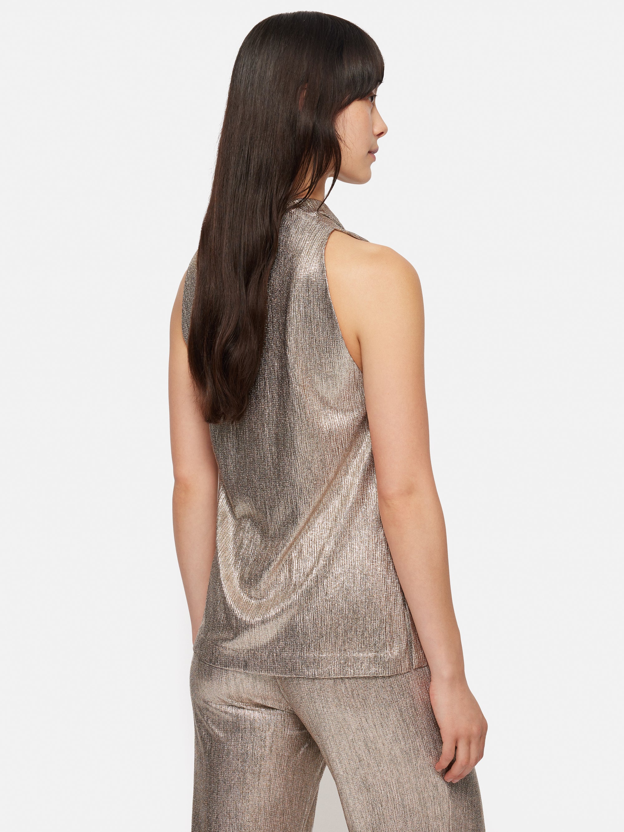 Metallic Cowl Neck Top | Gold – Jigsaw
