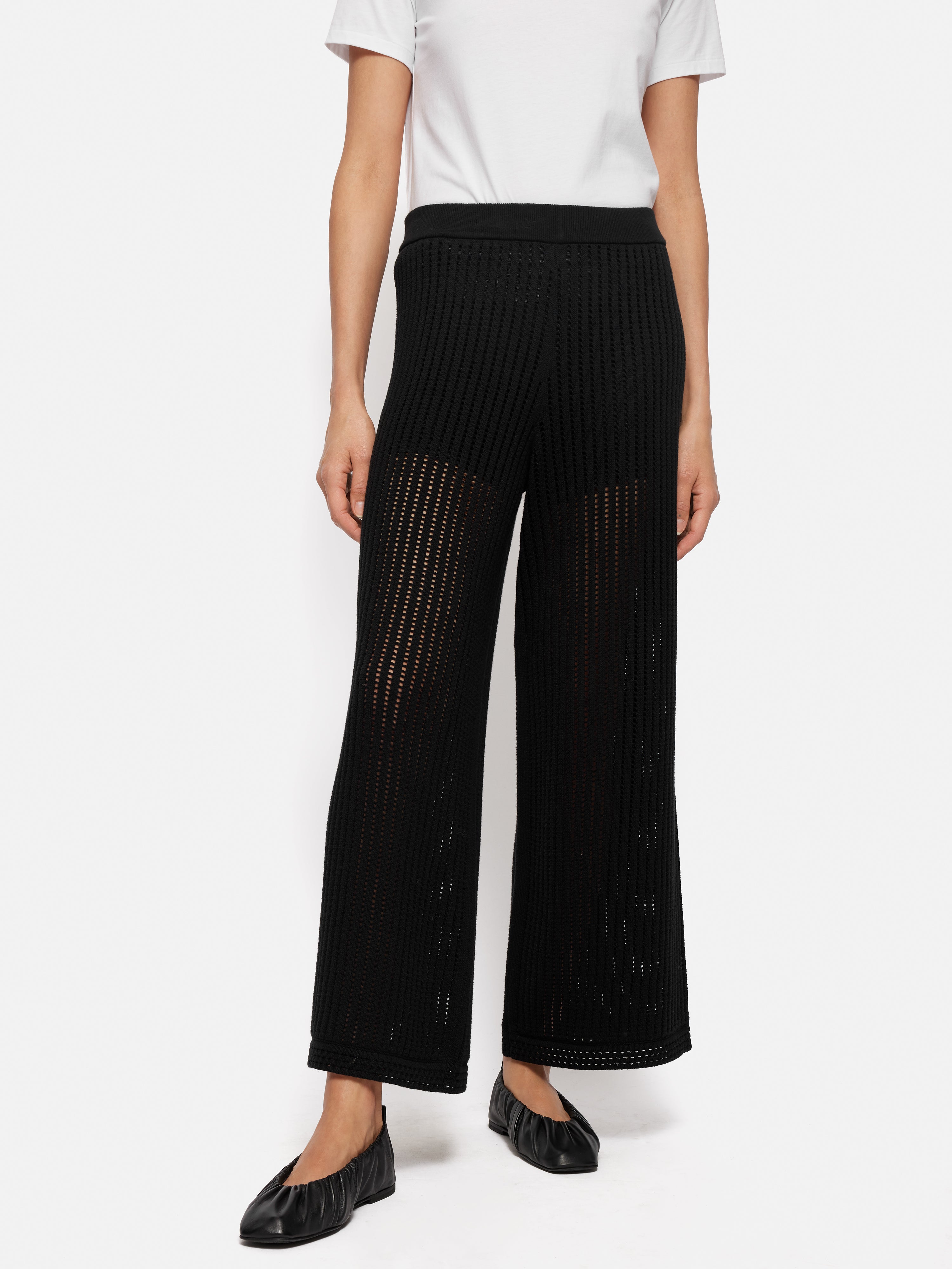 Linear Pointelle Trouser | Black – Jigsaw