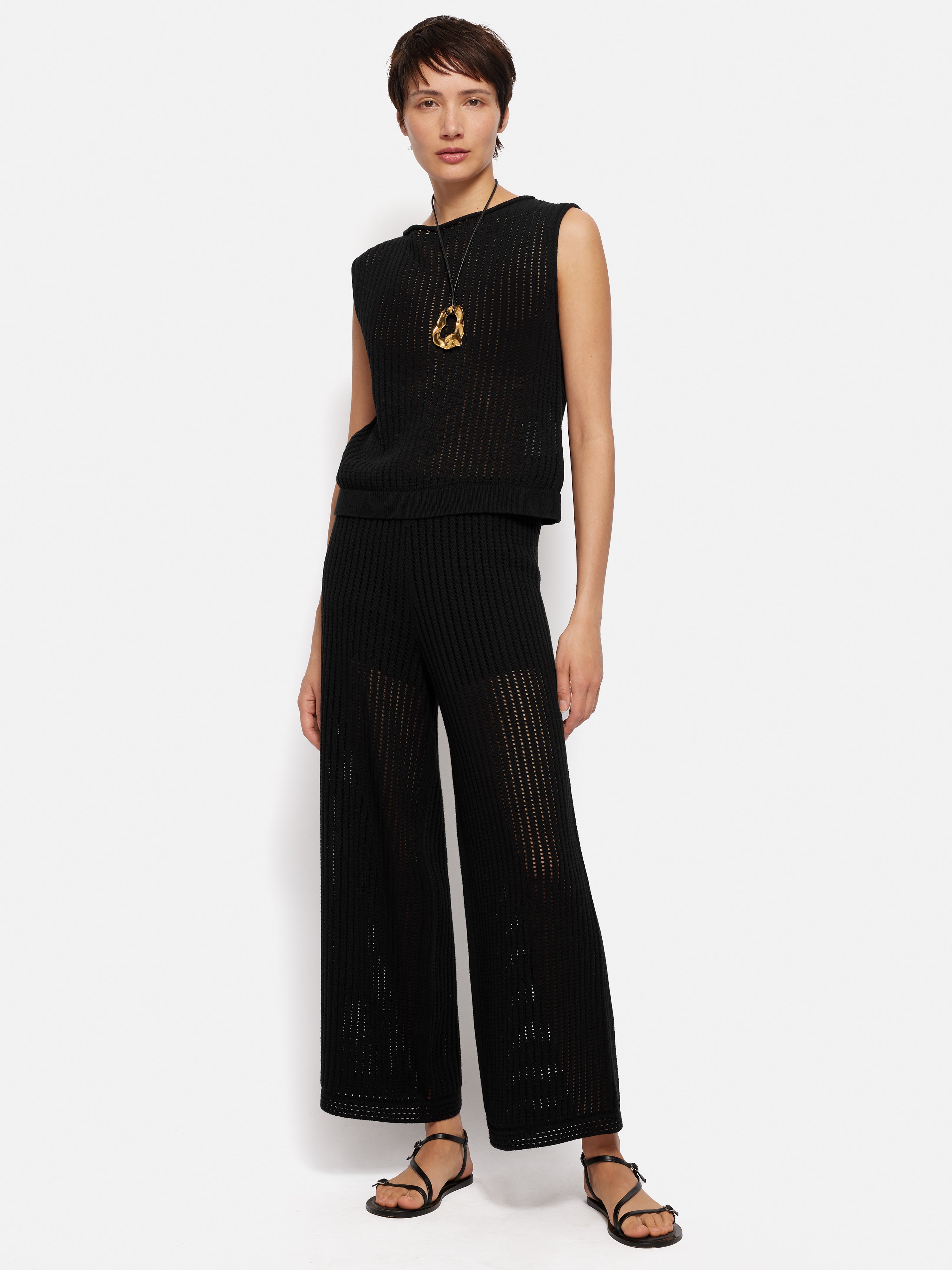 Linear Pointelle Trouser | Black – Jigsaw
