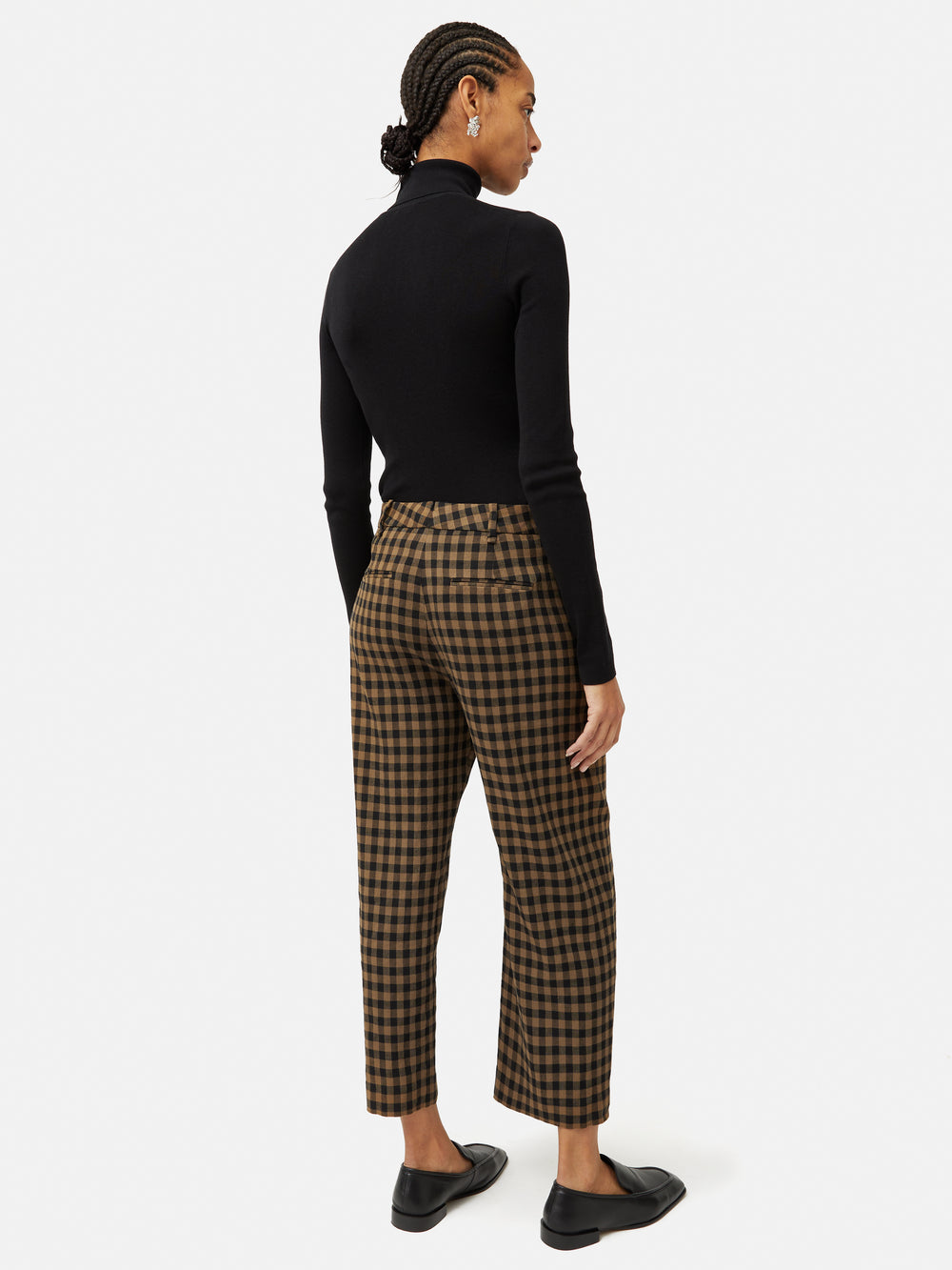 Dale Linen Check Trouser | Khaki – Jigsaw