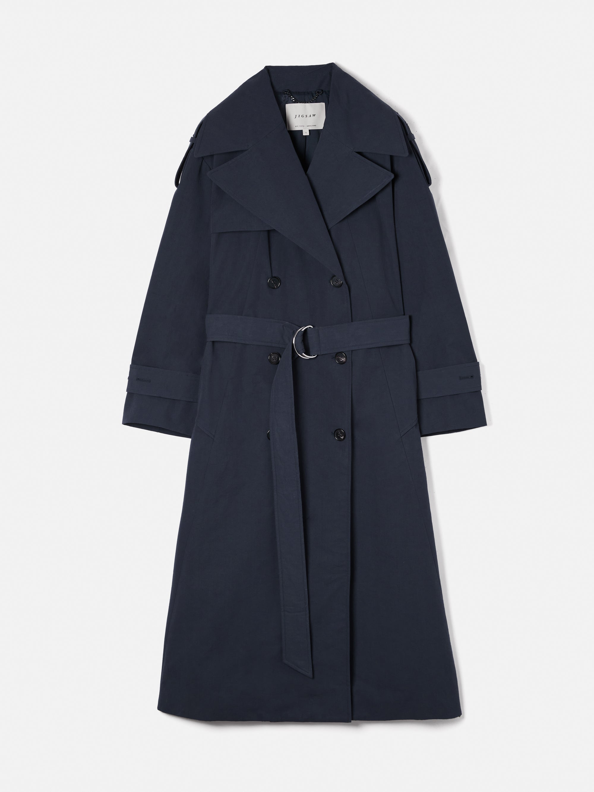 Nelson Cotton Trench Coat | Blue – Jigsaw