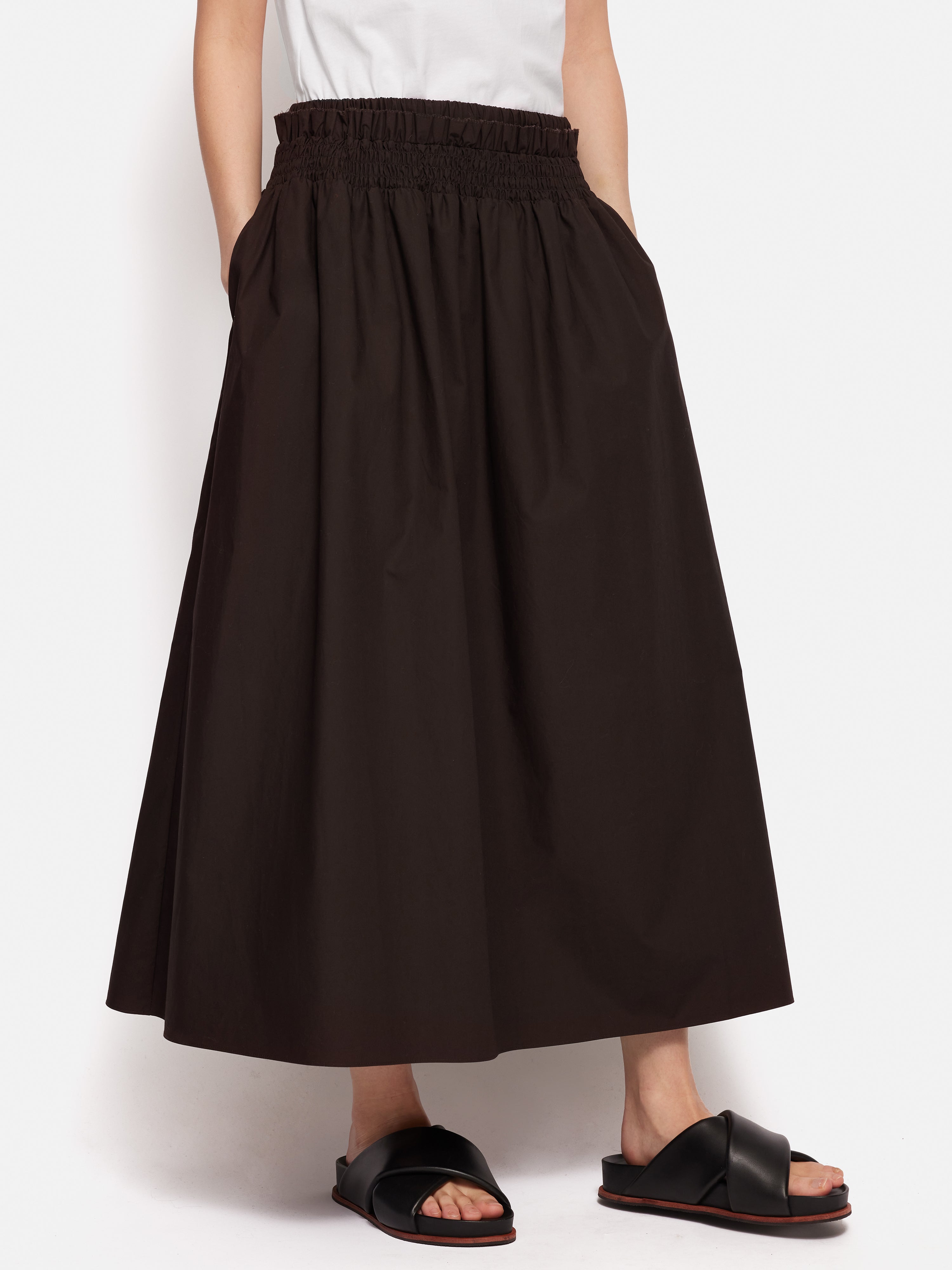 Cotton Poplin Skirt | Brown – Jigsaw
