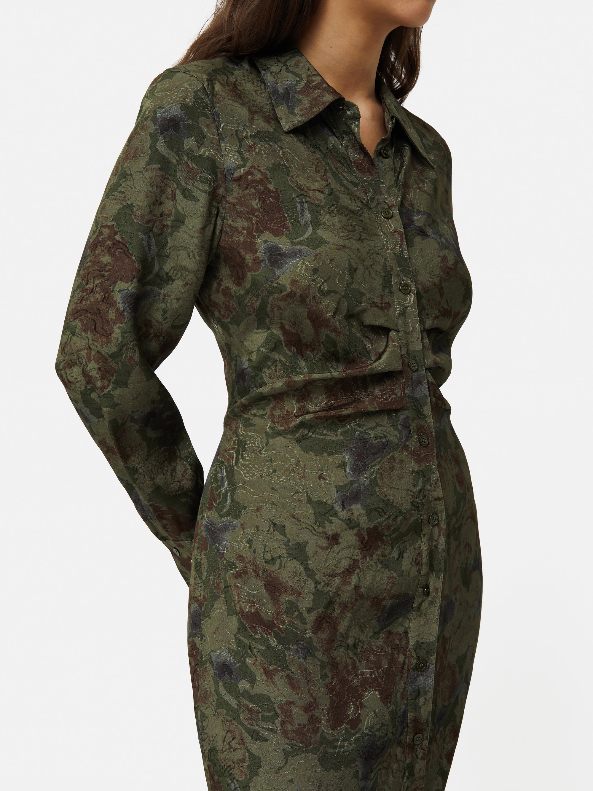 Shadow Floral Jacquard Dress | Green – Jigsaw