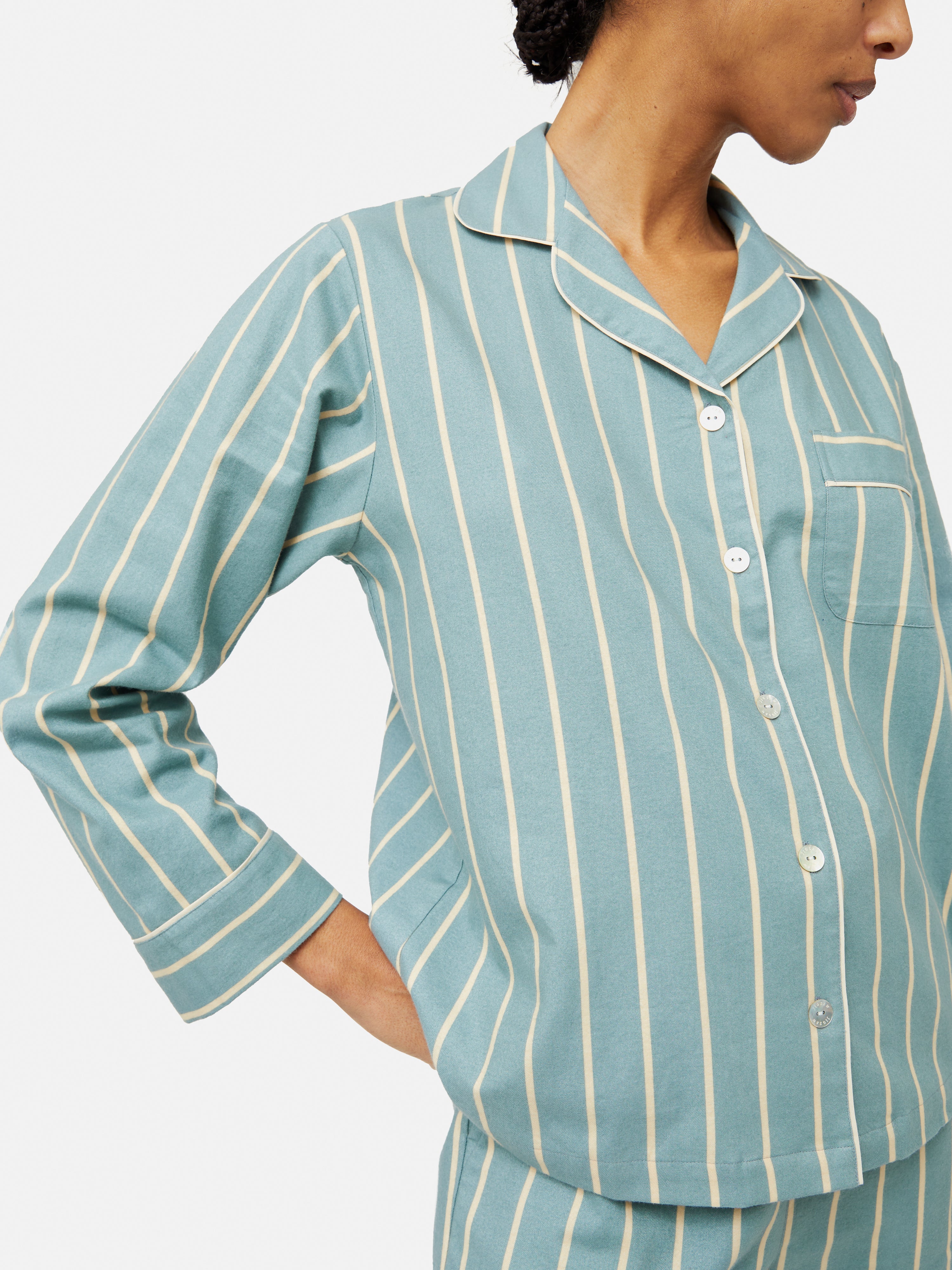 Brushed Twill Stripe Pyjamas | Blue – Jigsaw