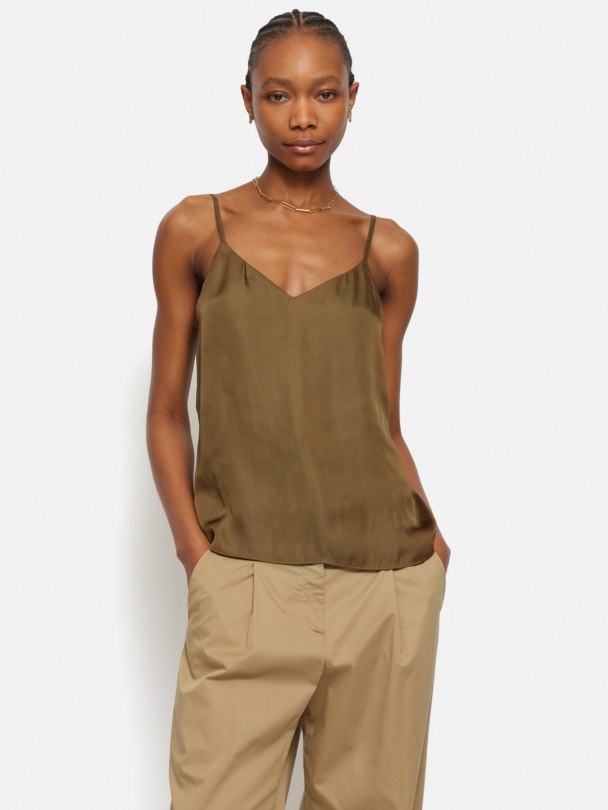 Recycled Satin Cami | Khaki – Jigsaw