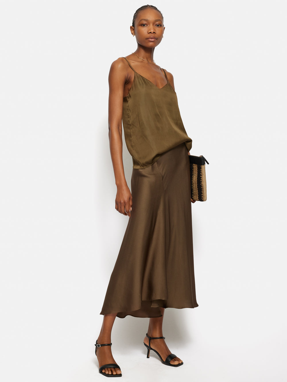 Recycled Satin Cami | Khaki – Jigsaw