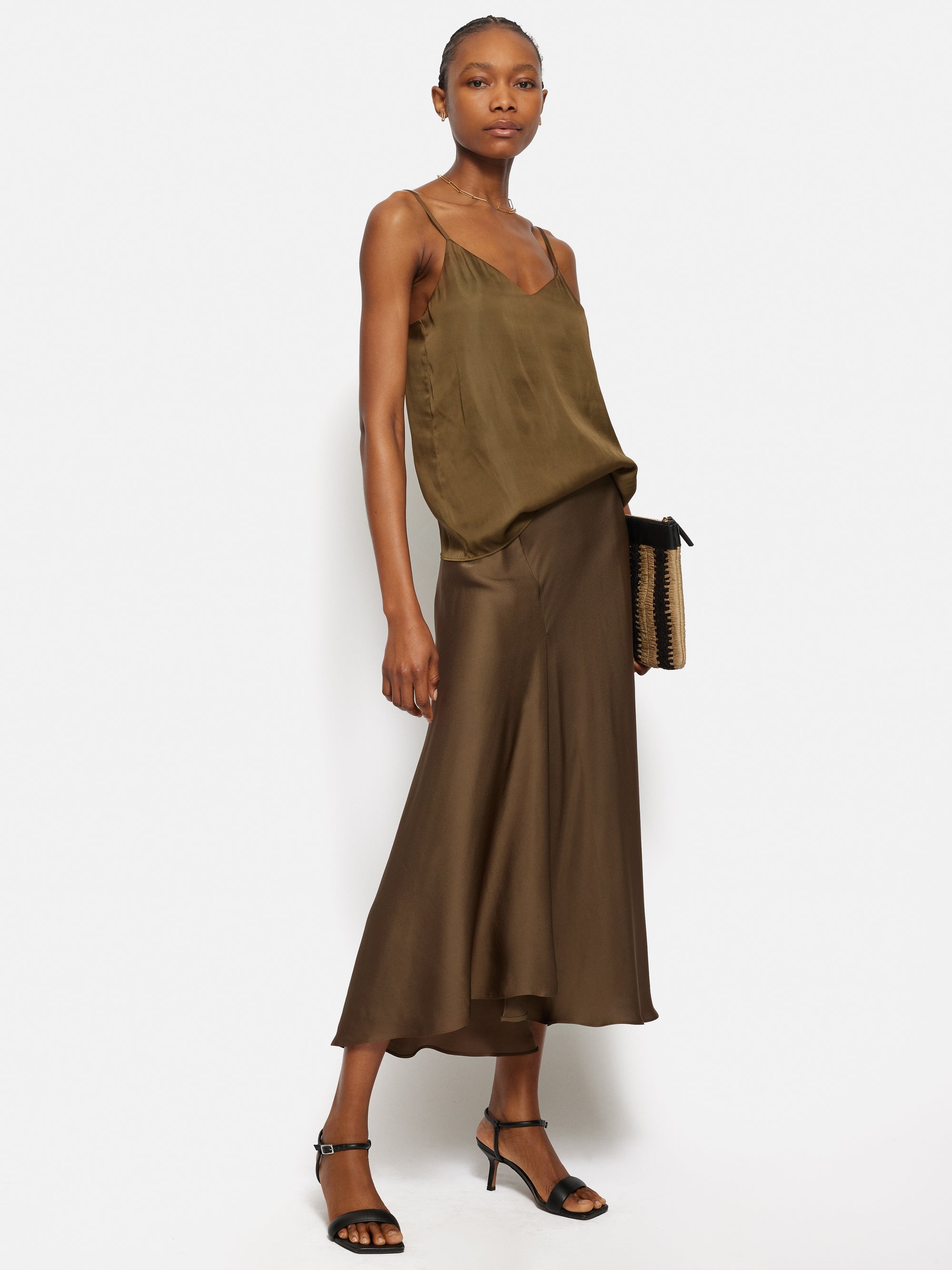 Recycled Satin Cami | Khaki – Jigsaw