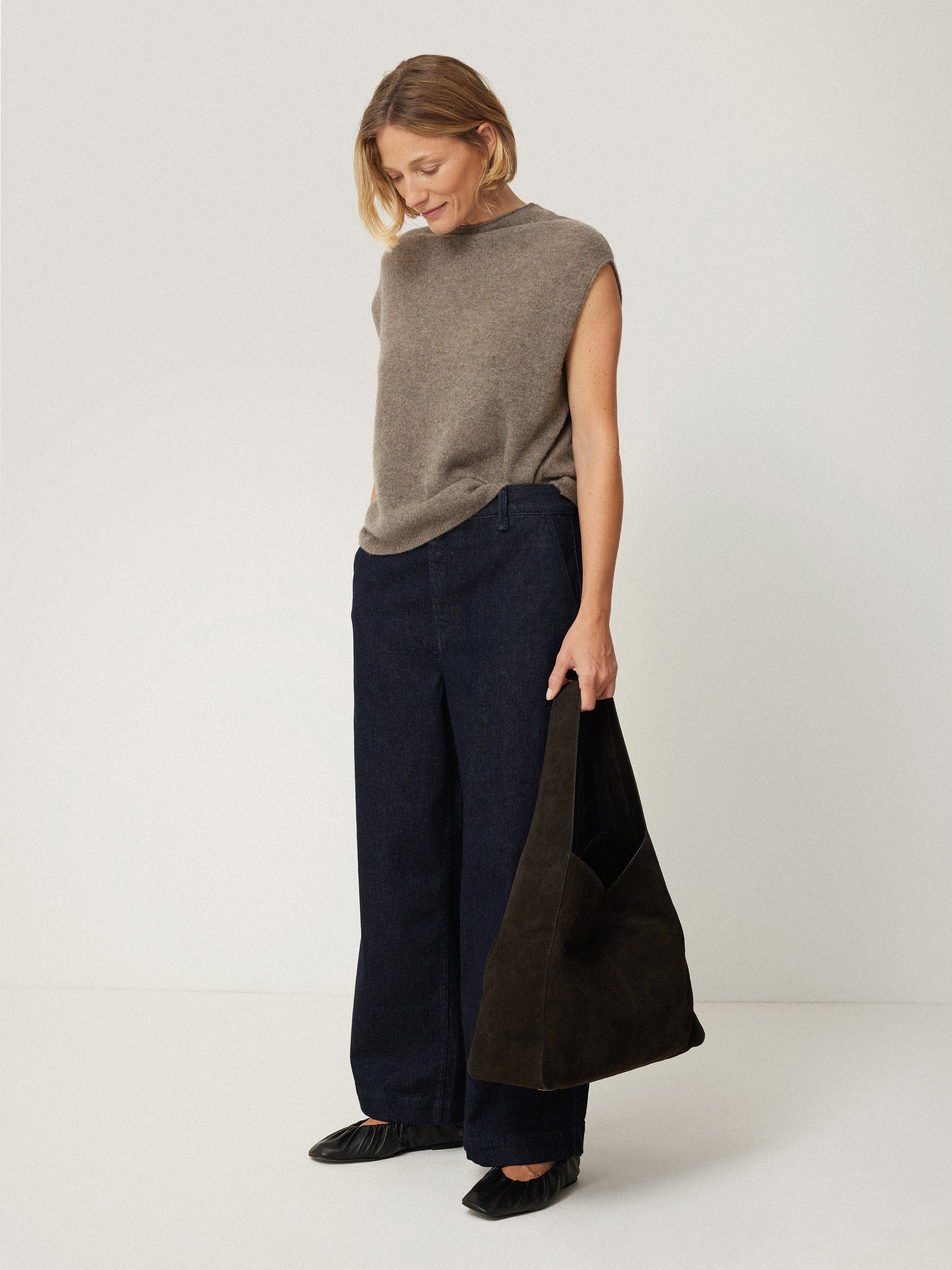 Cloud Cashmere Cap Sleeve Top | Taupe – Jigsaw