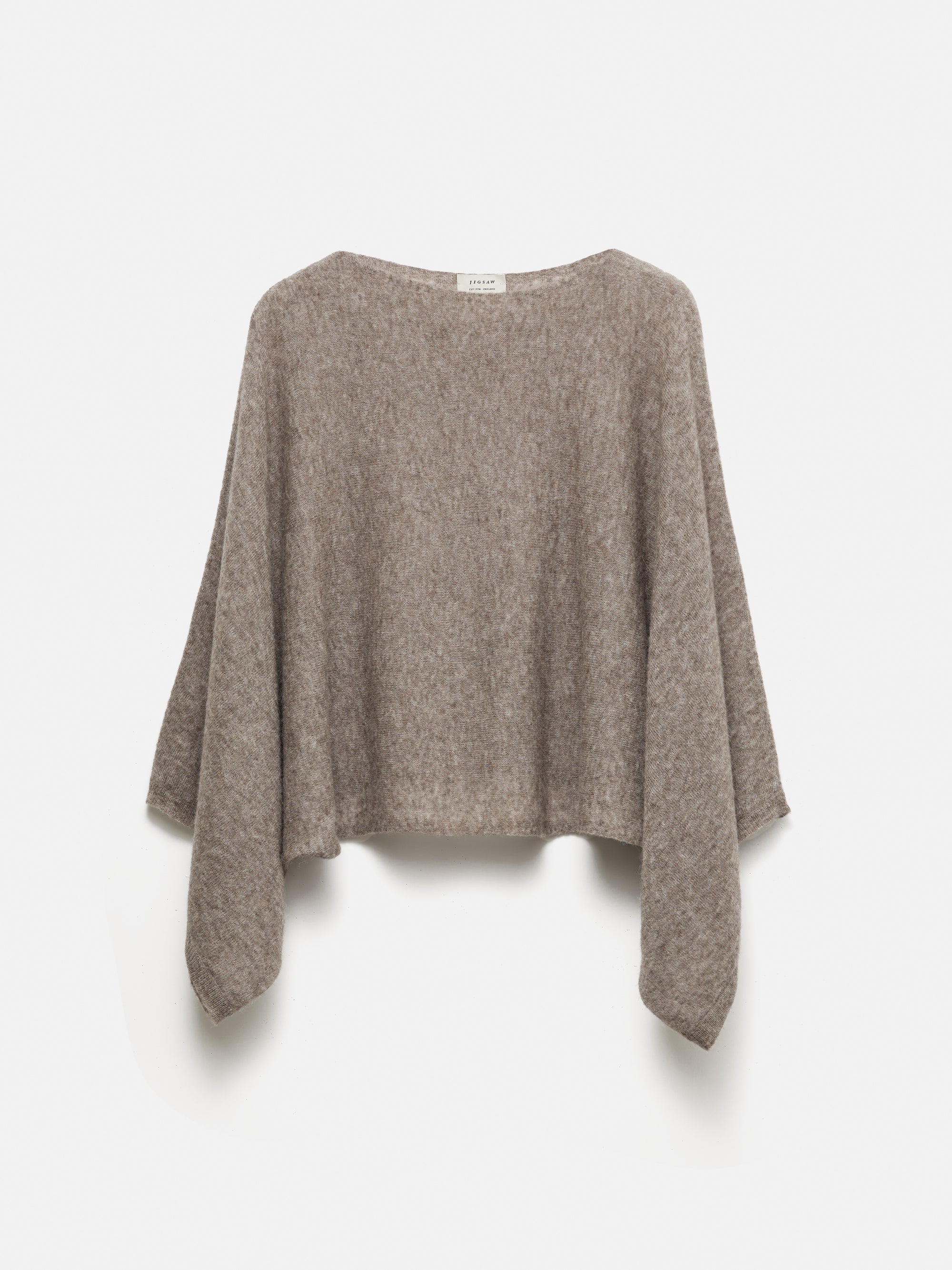 Soft Gauzy Knit Poncho Jumper | Taupe – Jigsaw