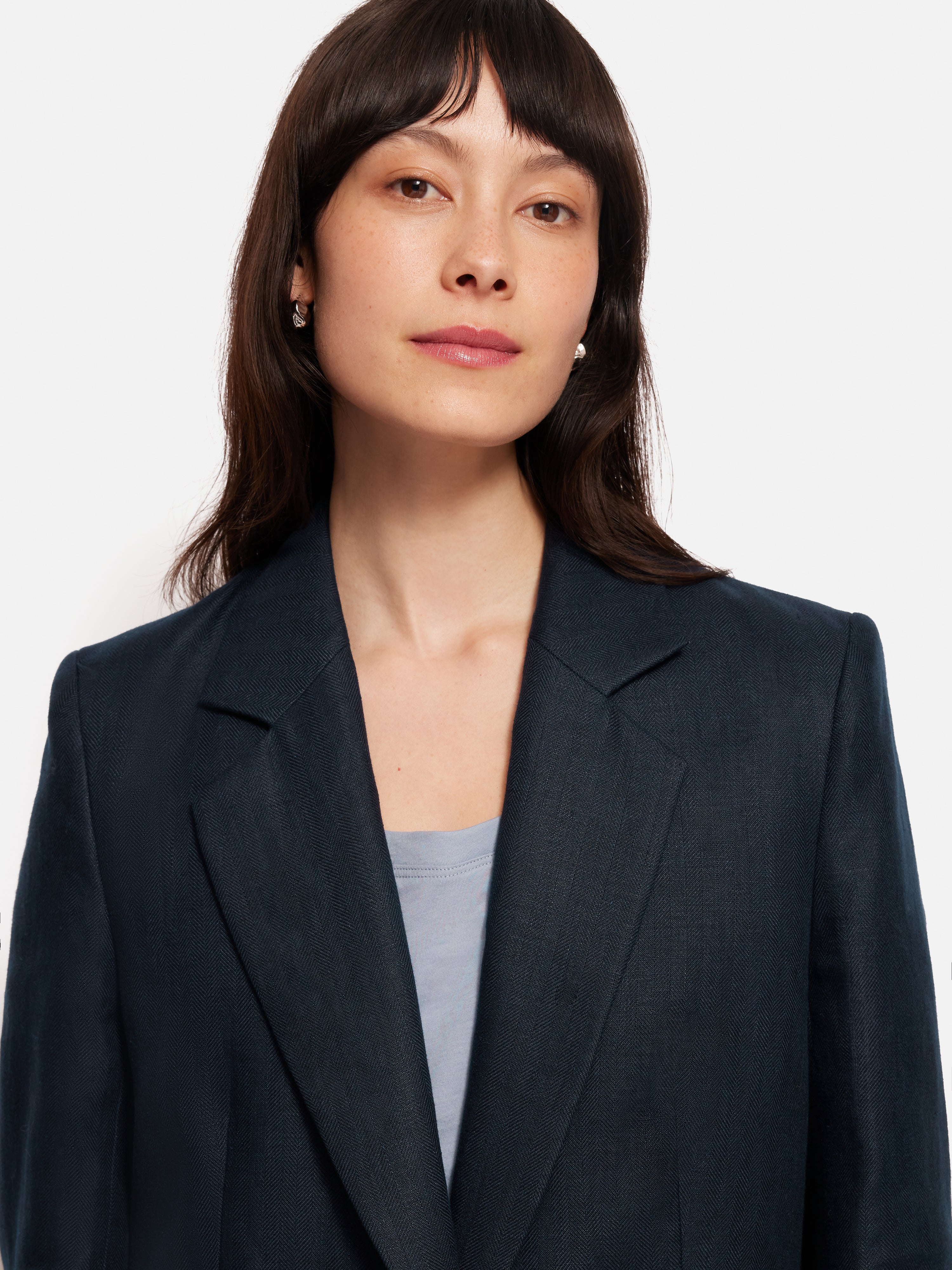Irish Linen Herringbone Gibson Blazer | Navy – Jigsaw