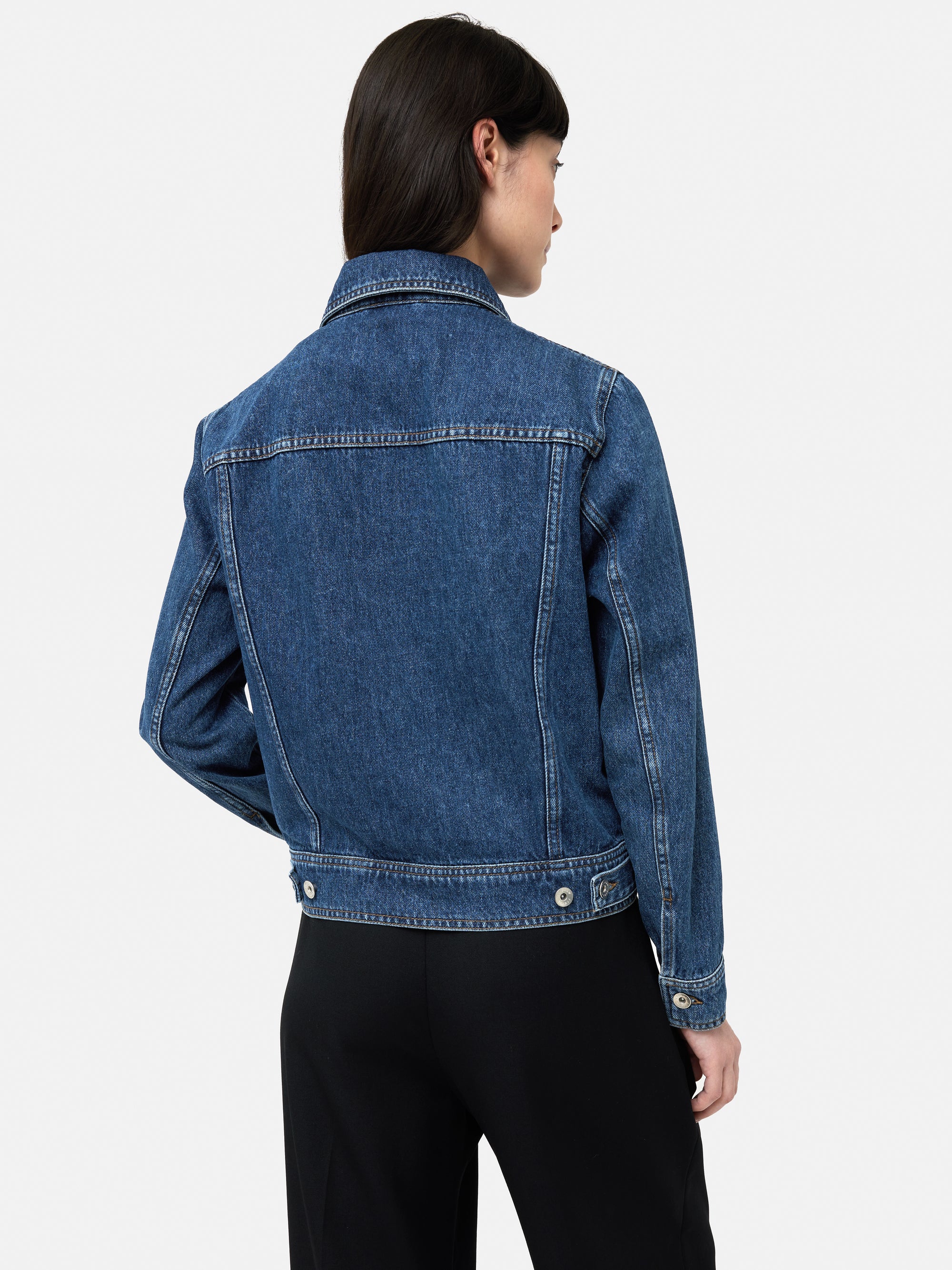 Boxy Denim Trucker Jacket | Vintage Mid Blue – Jigsaw