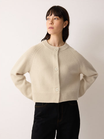 Wool Cropped Raglan Cardigan | Cream – Jigsaw
