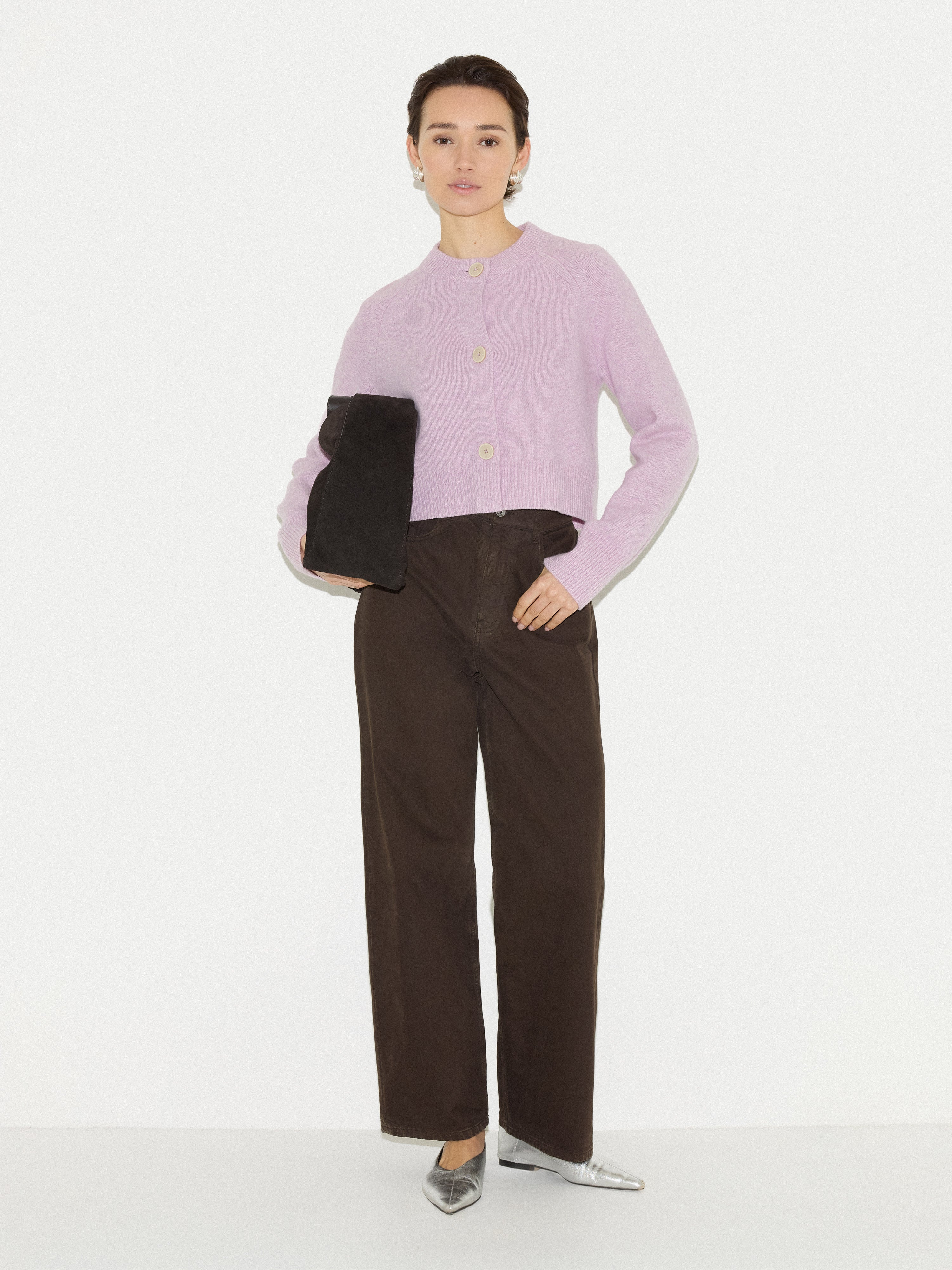Wool Cropped Cardigan | Lilac – Jigsaw