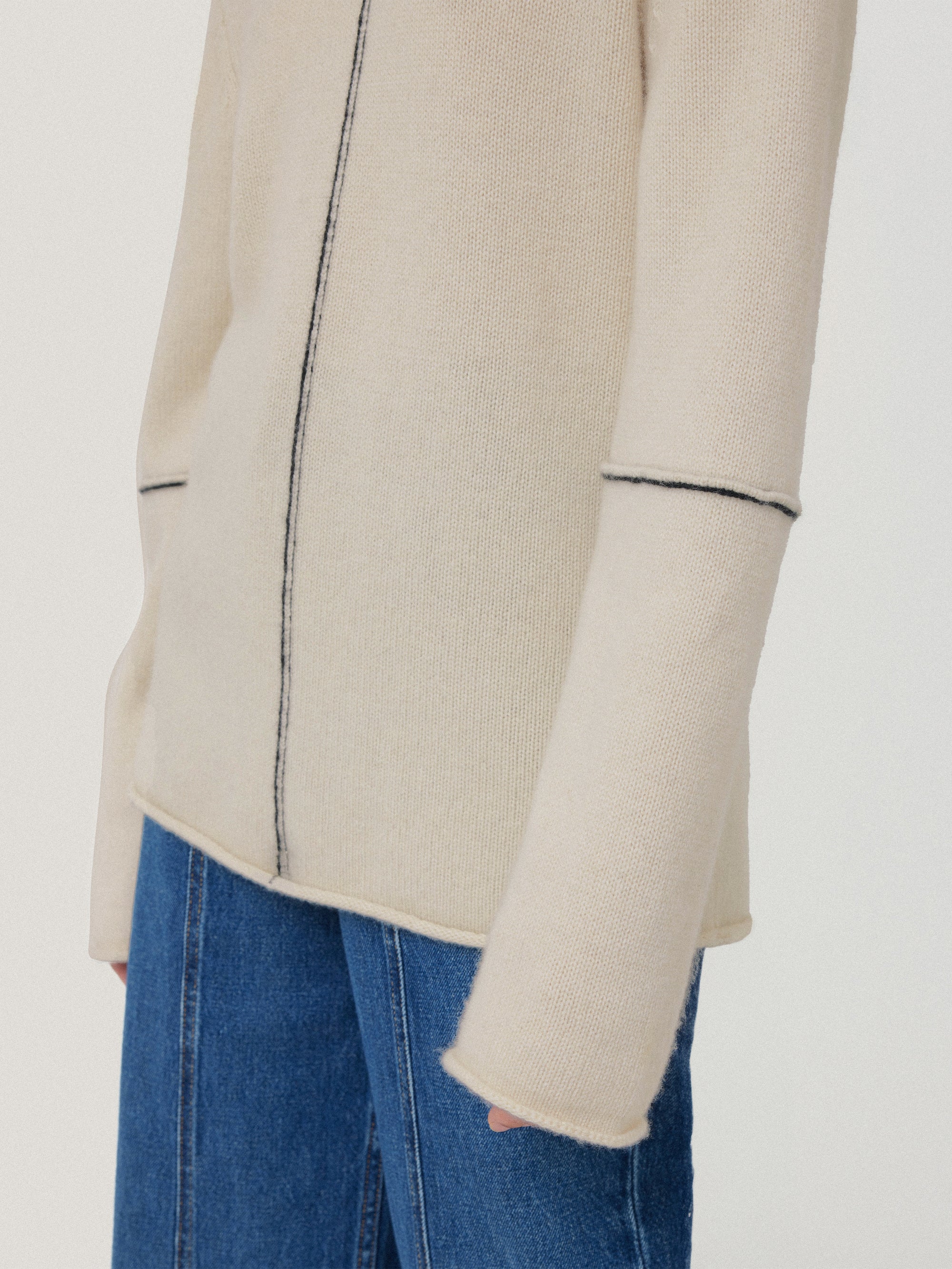 Wool Cashmere Blend Line Jumper | Cream – Jigsaw