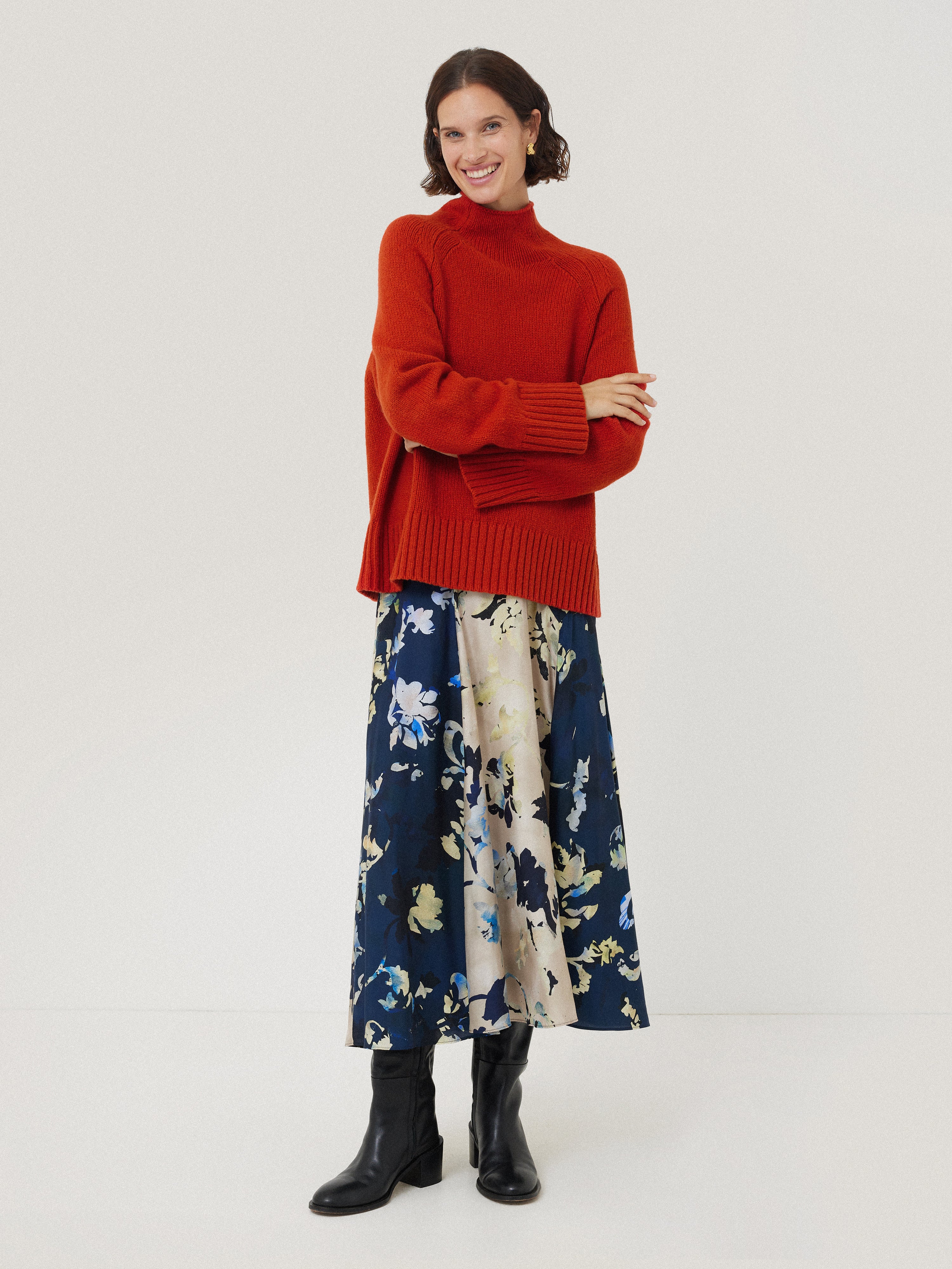 Wool Blend Snowdon Jumper | Orange – Jigsaw
