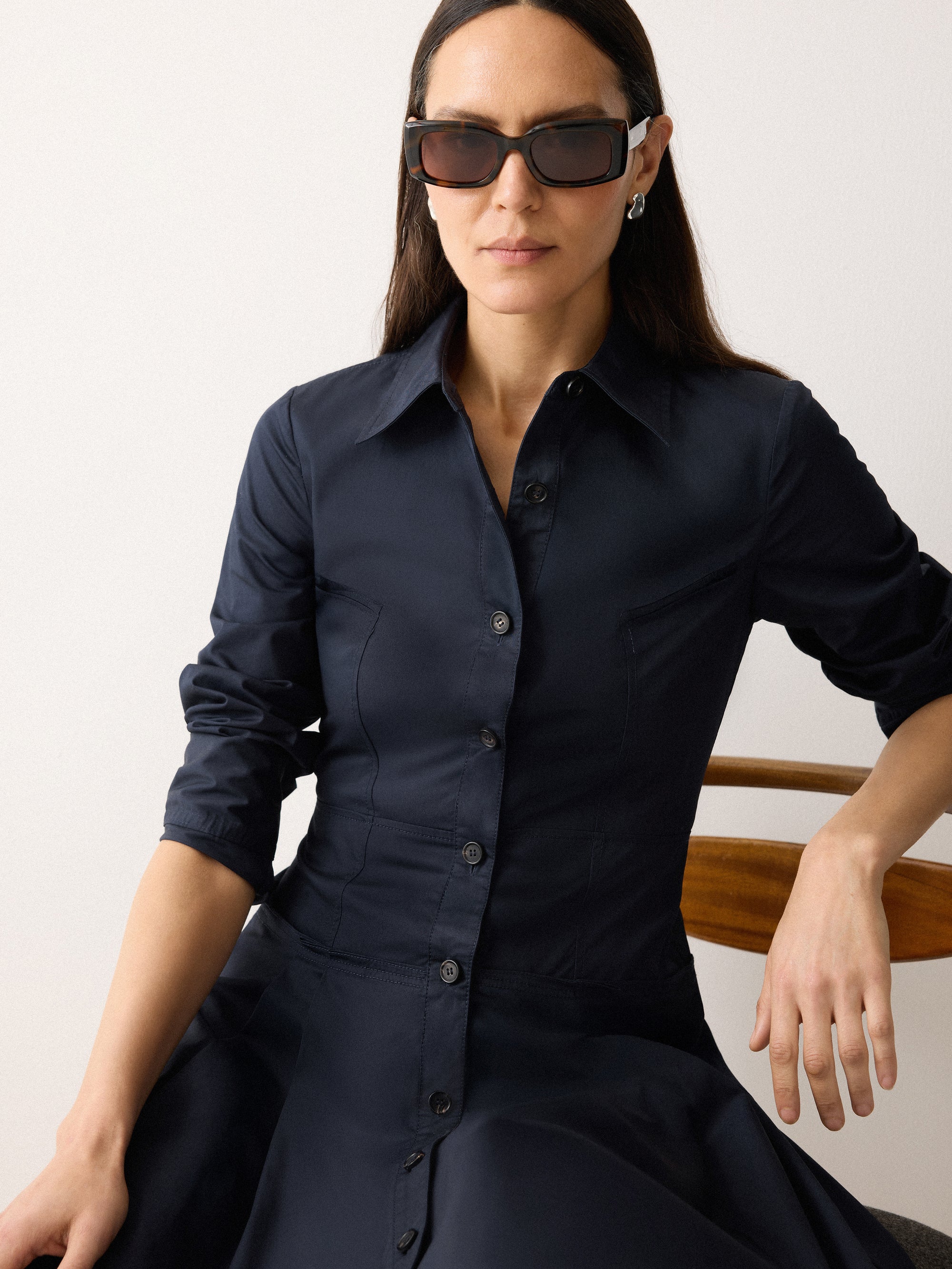 Panelled Shirt Dress | Navy – Jigsaw