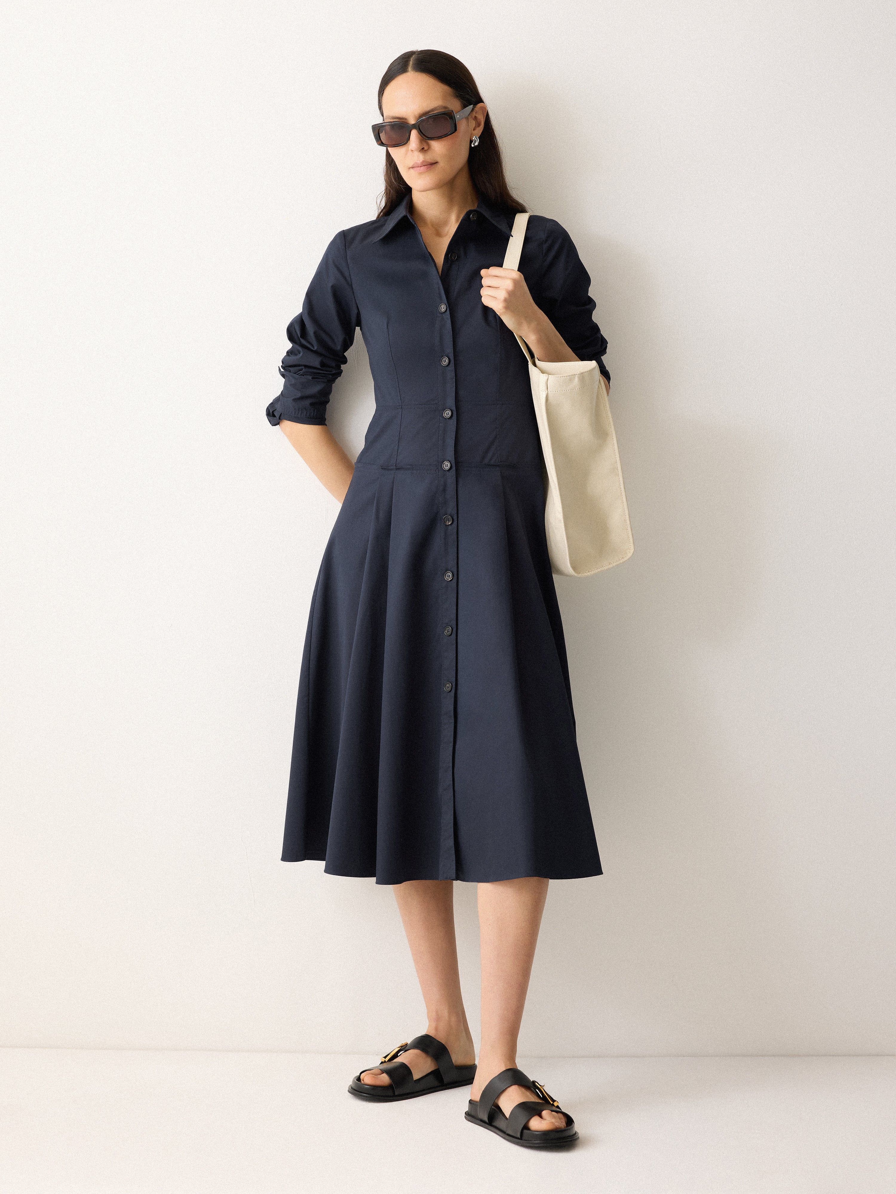 Panelled Shirt Dress | Navy – Jigsaw