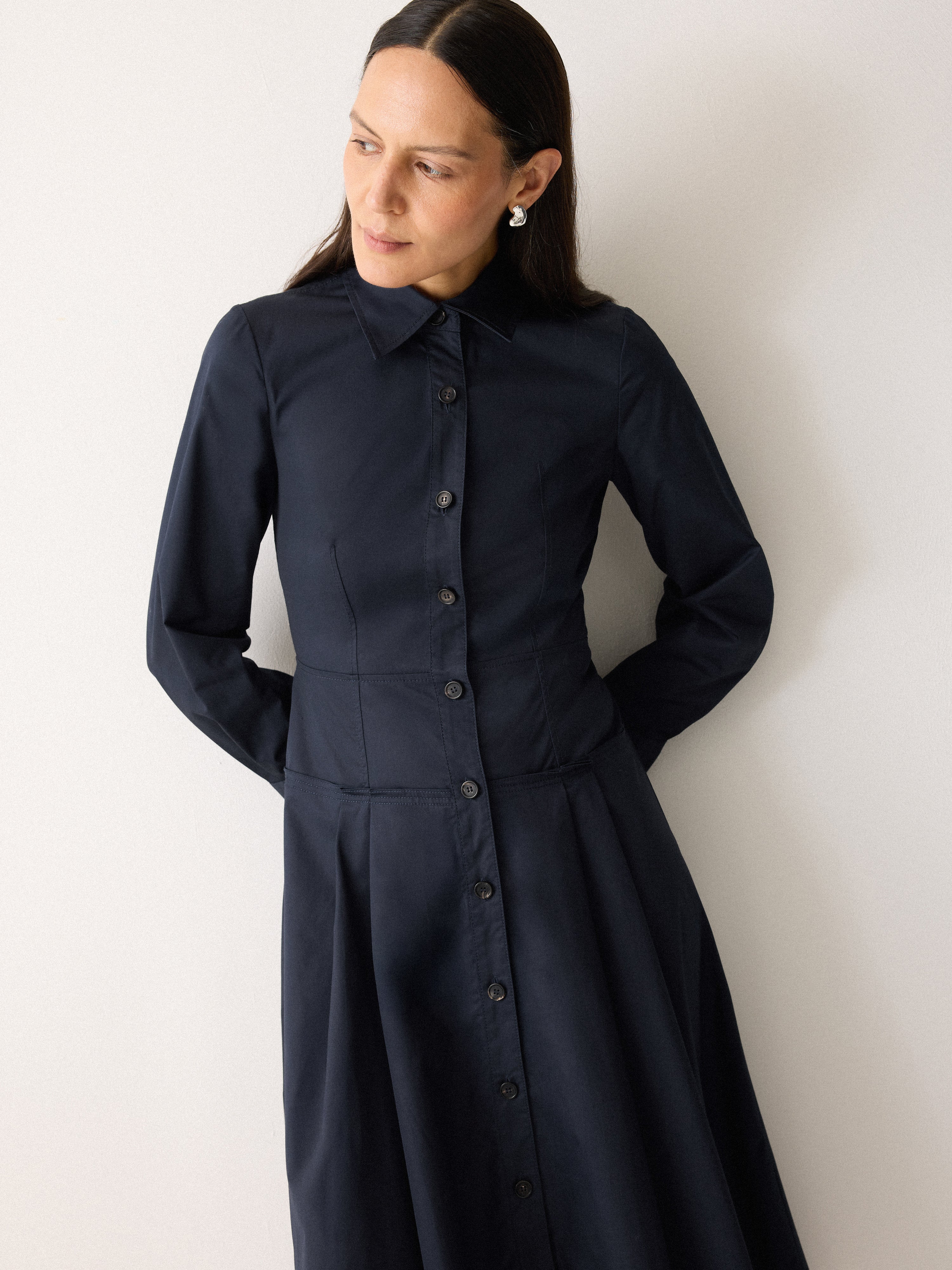 Panelled Shirt Dress | Navy – Jigsaw