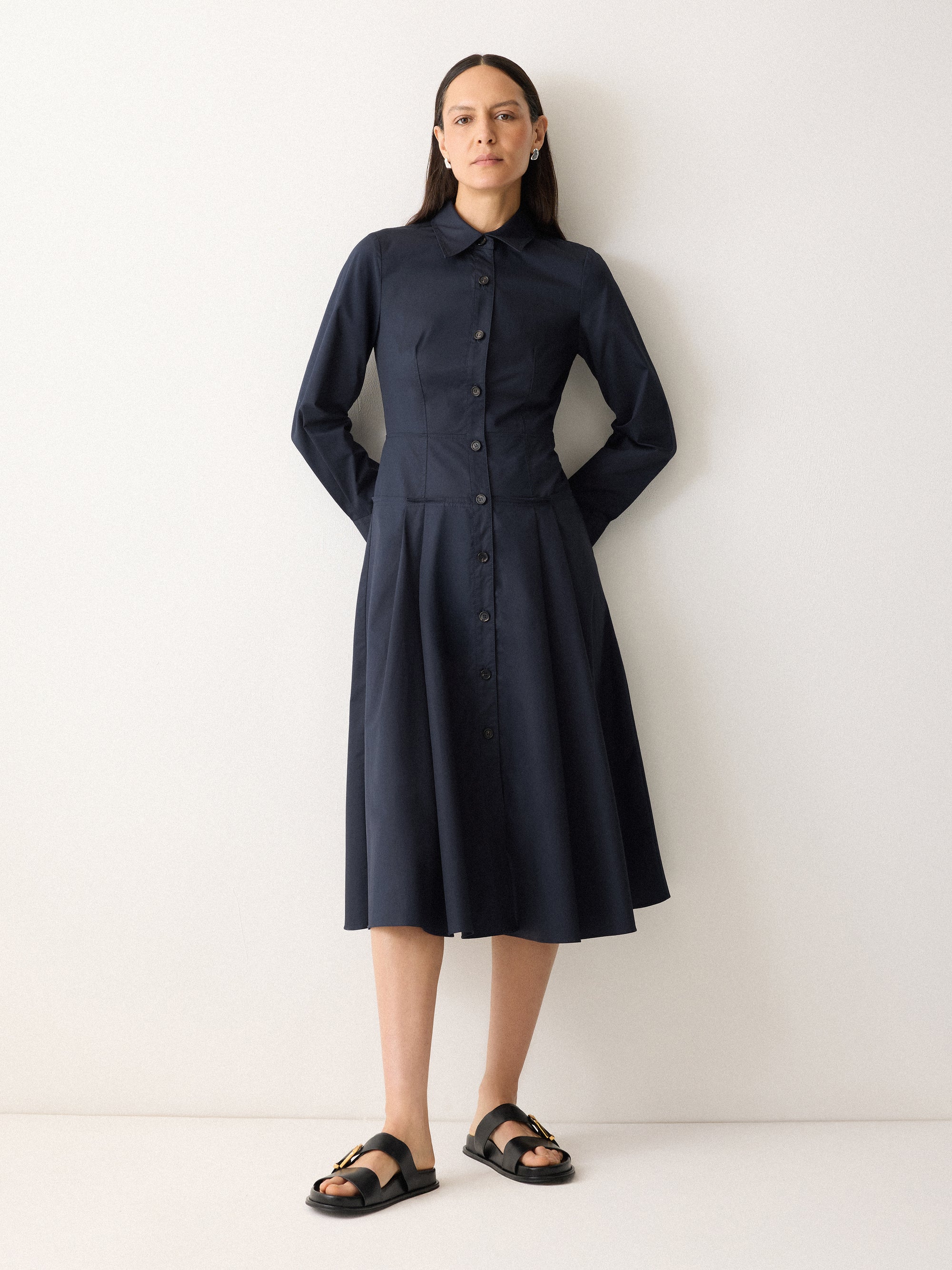 Panelled Shirt Dress | Navy – Jigsaw
