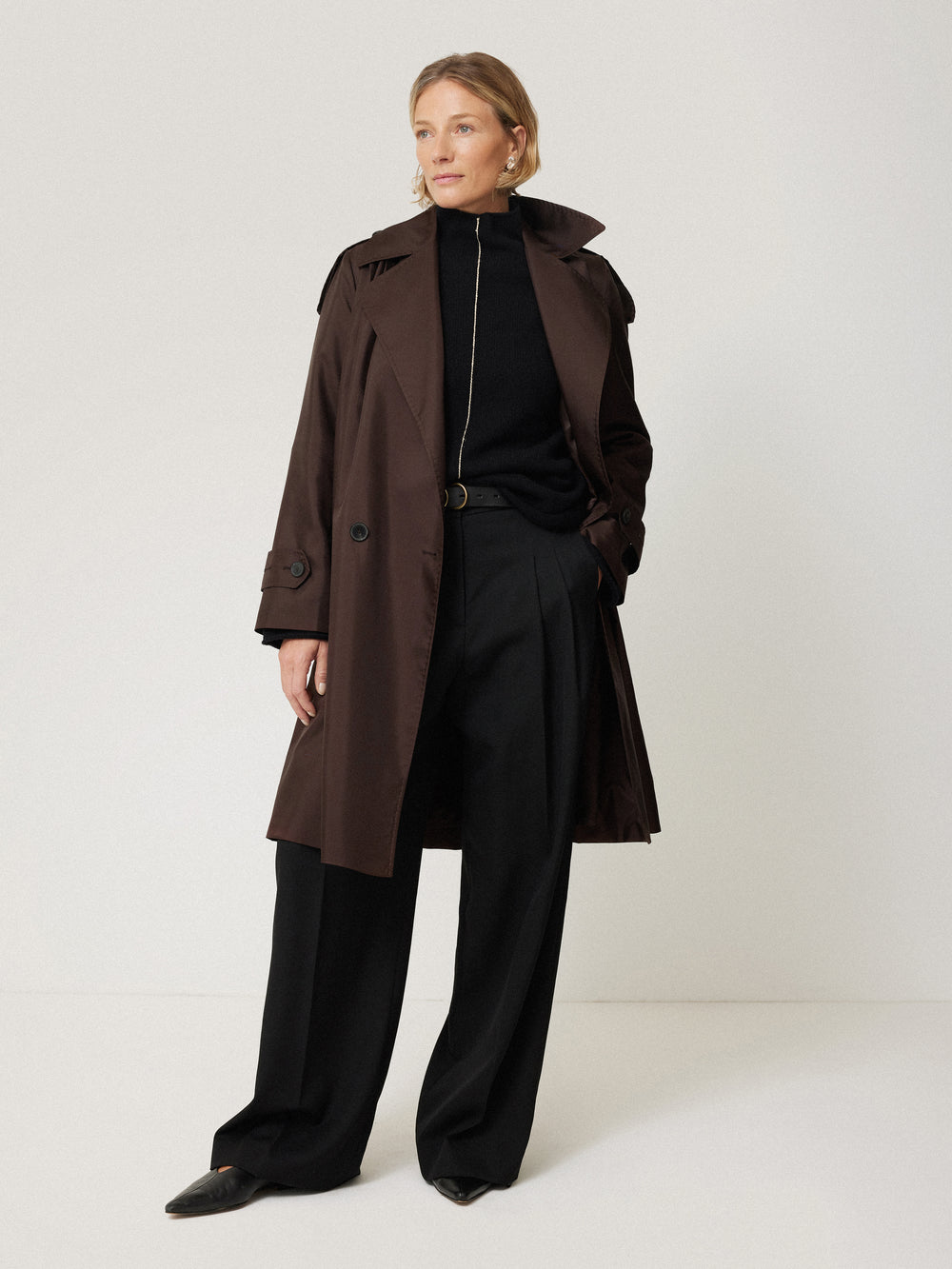 Pure Silk Trench Coat | Chocolate – Jigsaw