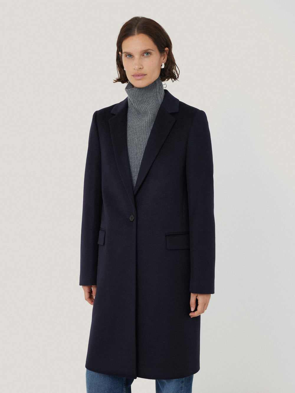 Wool Relaxed City Coat | Navy – Jigsaw