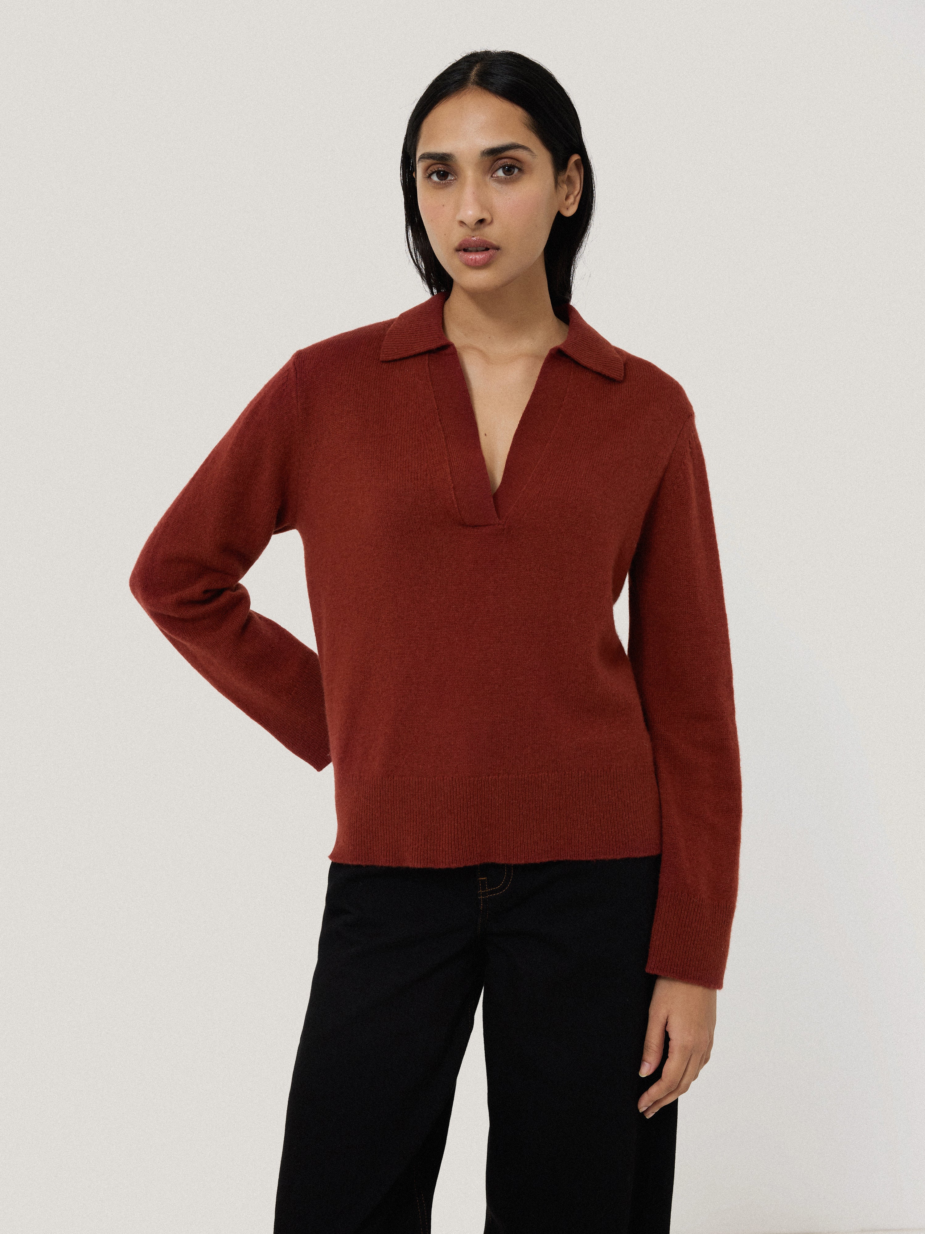 Compact Wool Collar Jumper | Red – Jigsaw