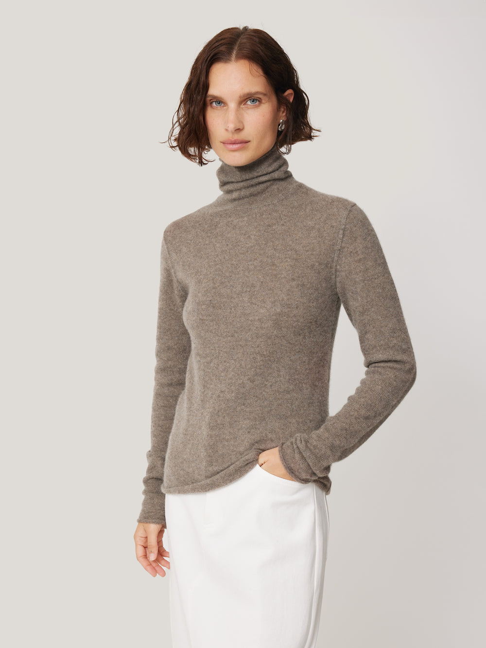 Cloud Cashmere Polo Jumper | Taupe – Jigsaw