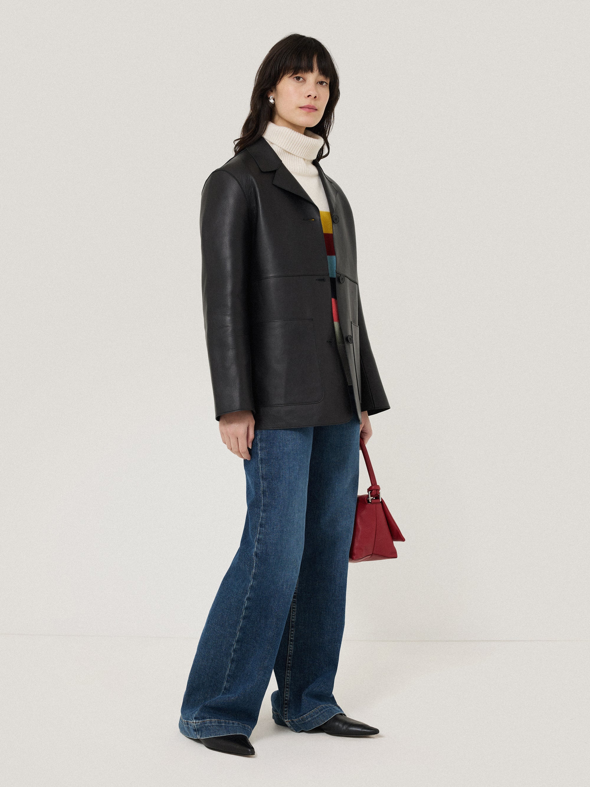 Bonded Leather Jacket | Black – Jigsaw