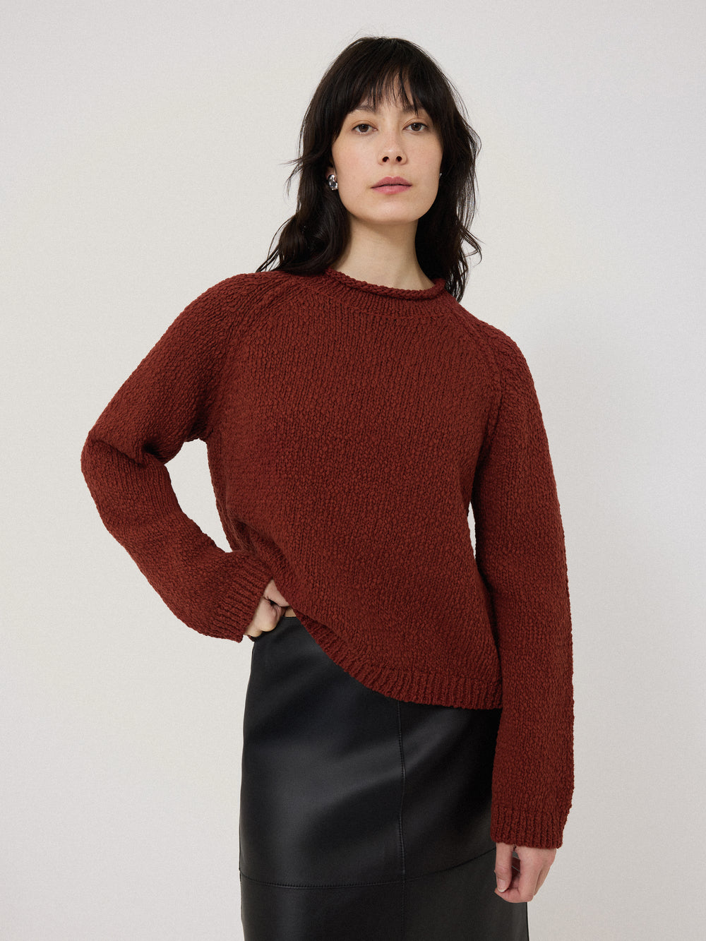 Chunky Textured Cotton Jumper | Red – Jigsaw