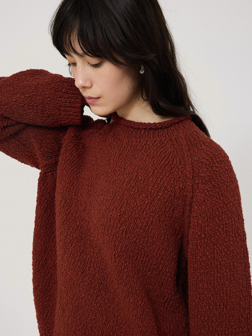 Chunky Textured Cotton Jumper | Red – Jigsaw