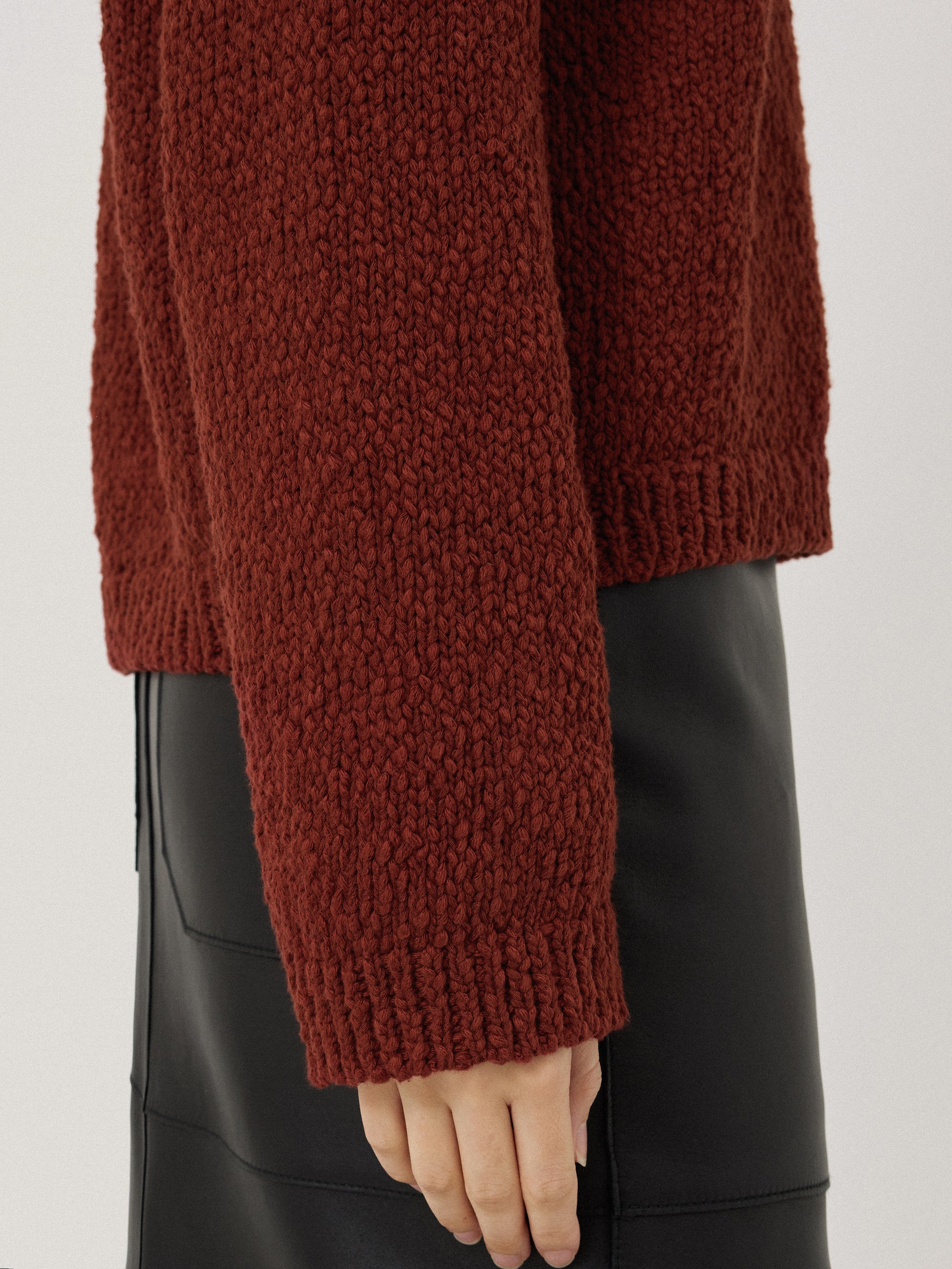 Chunky Textured Cotton Jumper | Red – Jigsaw