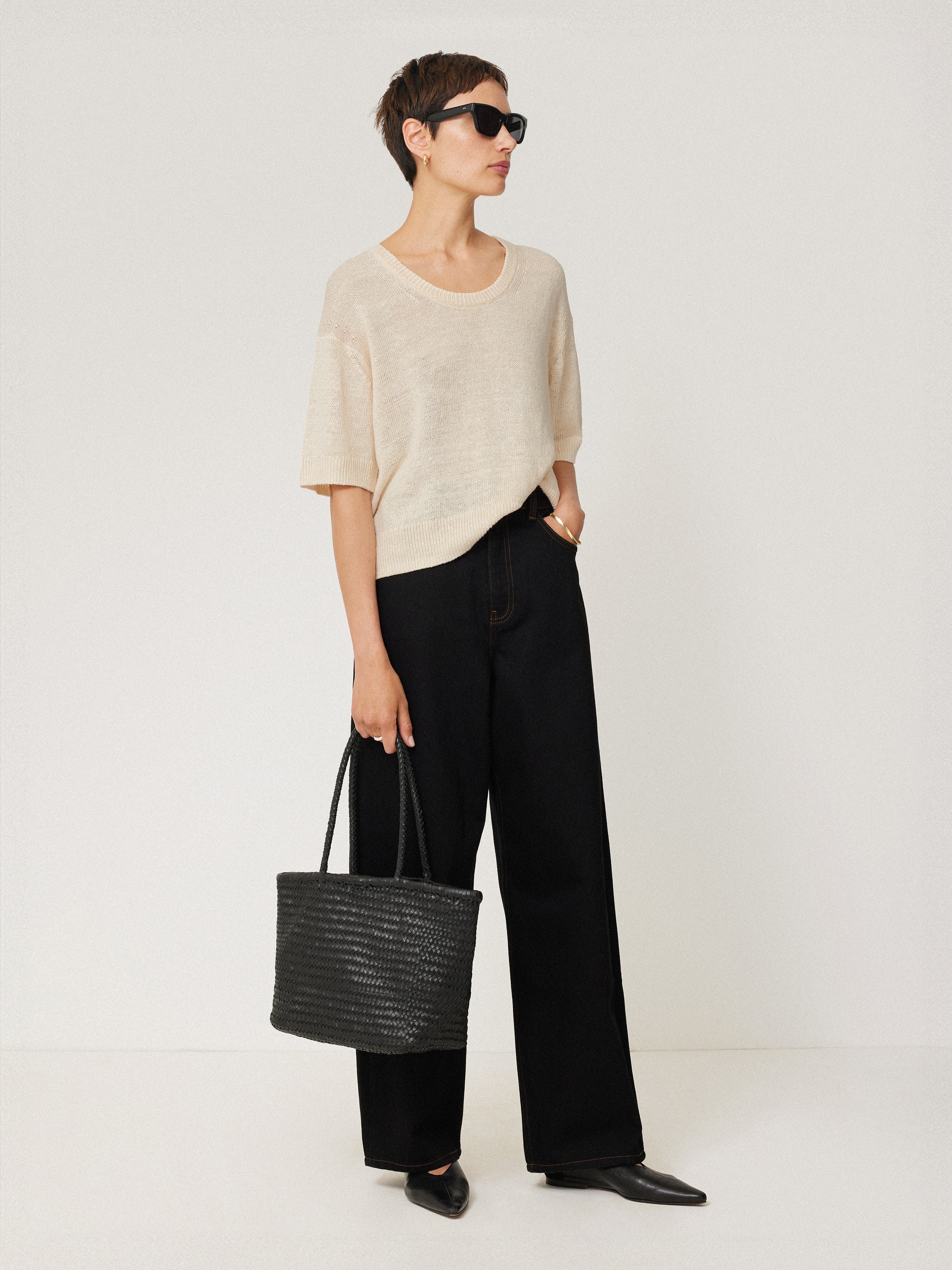 Woven Leather Tote Bag | Black – Jigsaw