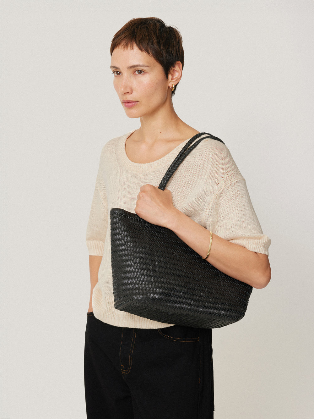 Woven Leather Tote Bag | Black – Jigsaw