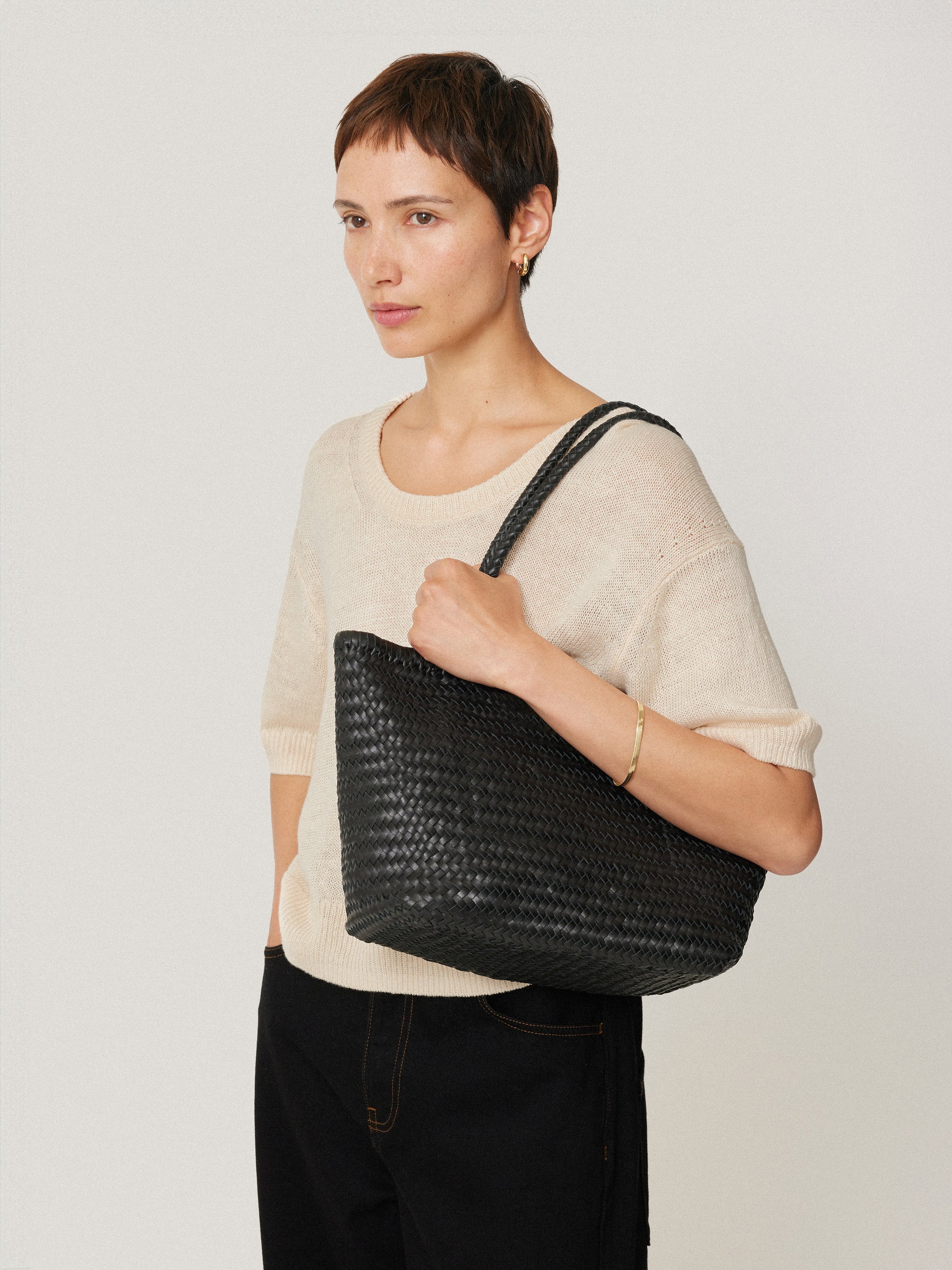 Woven Leather Tote Bag | Black – Jigsaw