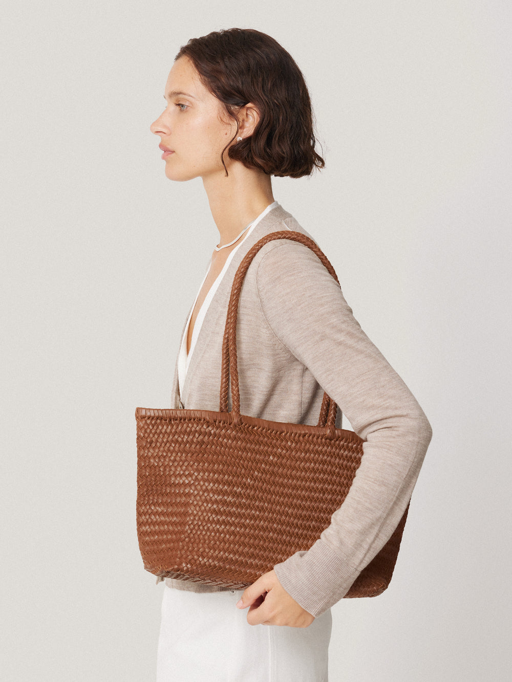 Woven Leather Tote Bag | Tan – Jigsaw