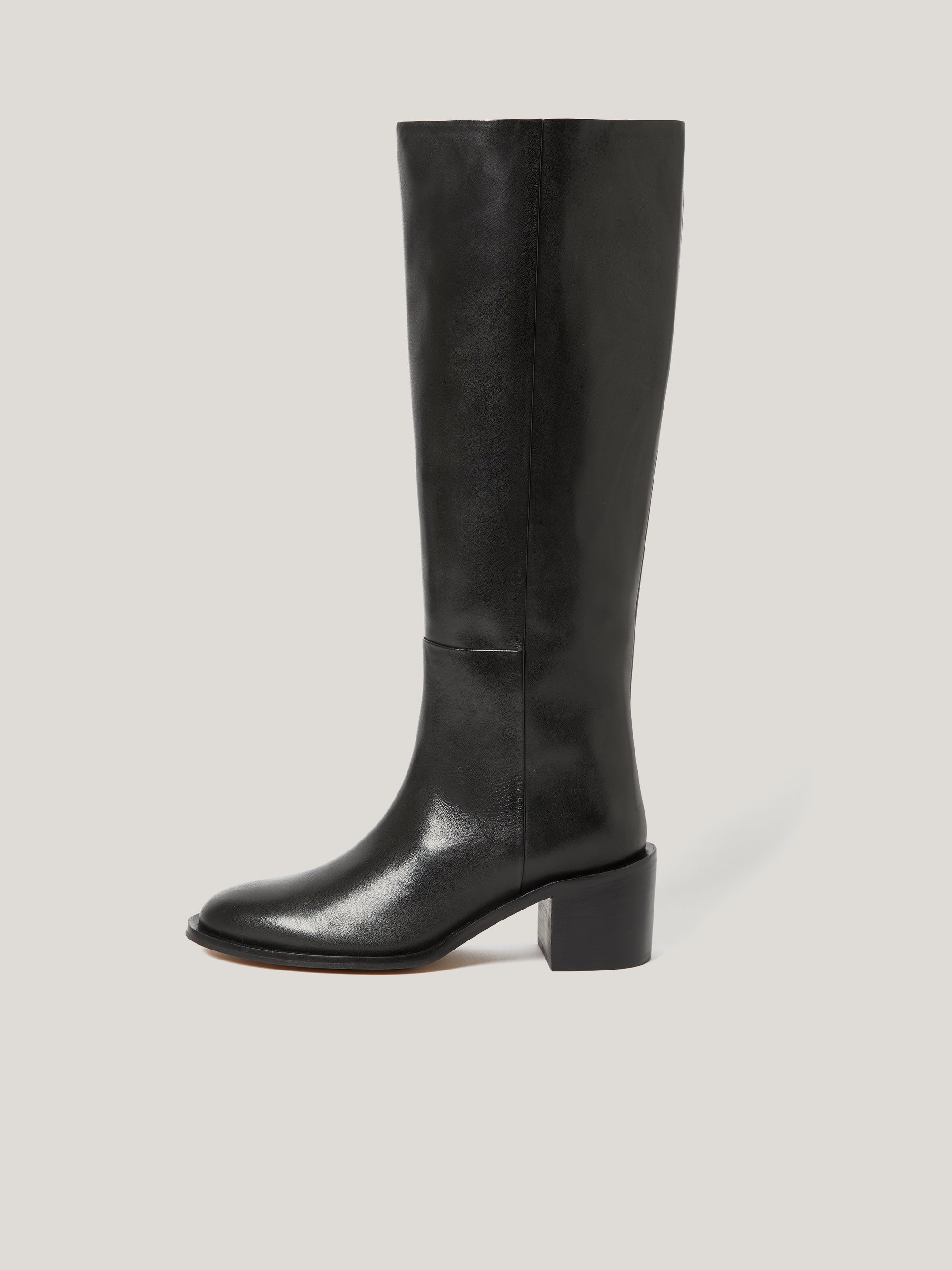 jigsaw Leather Heeled Riding Boot Black Shop | Clothing