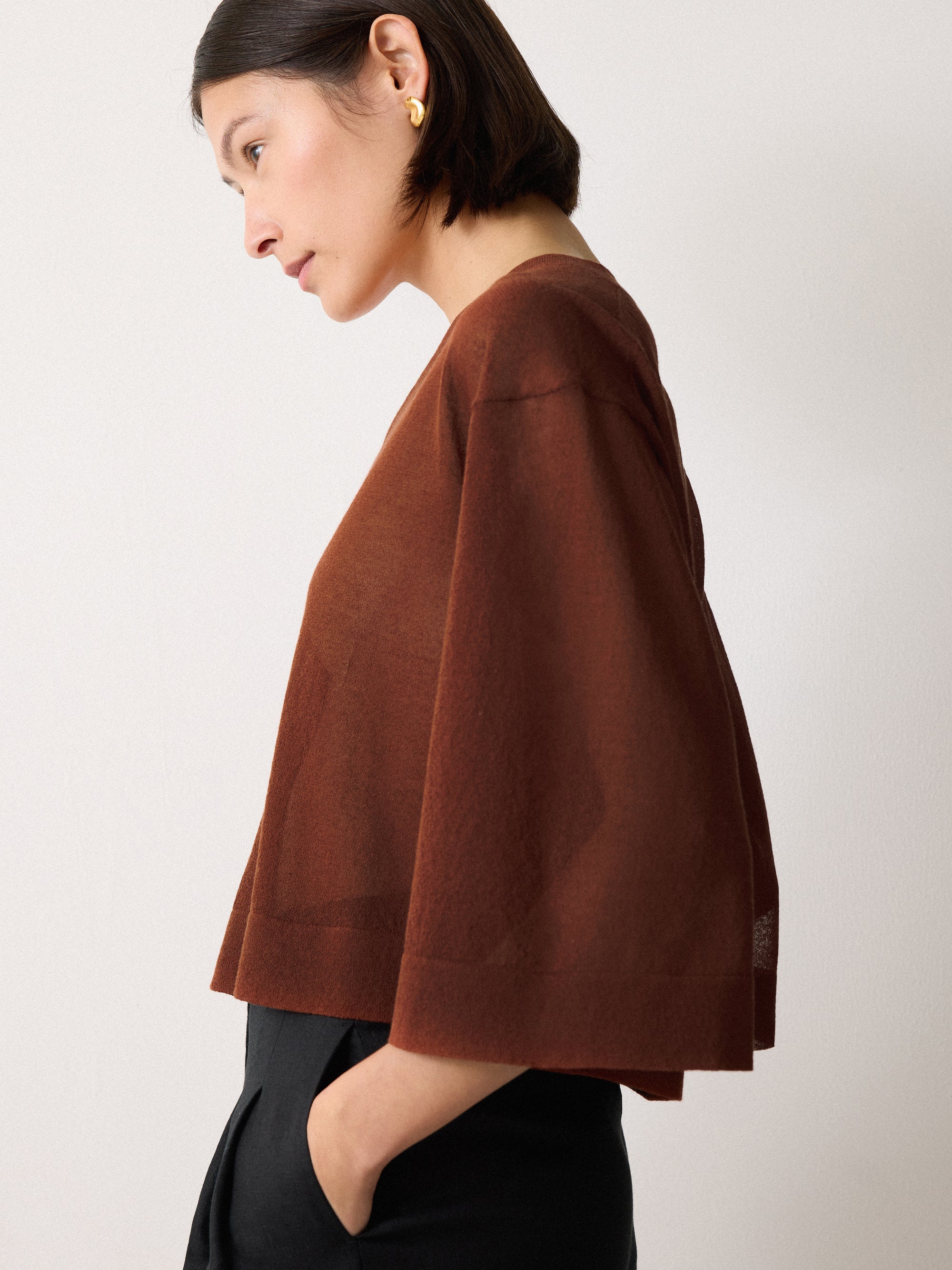 Sheer Linen Blend Cardigan | Brown – Jigsaw