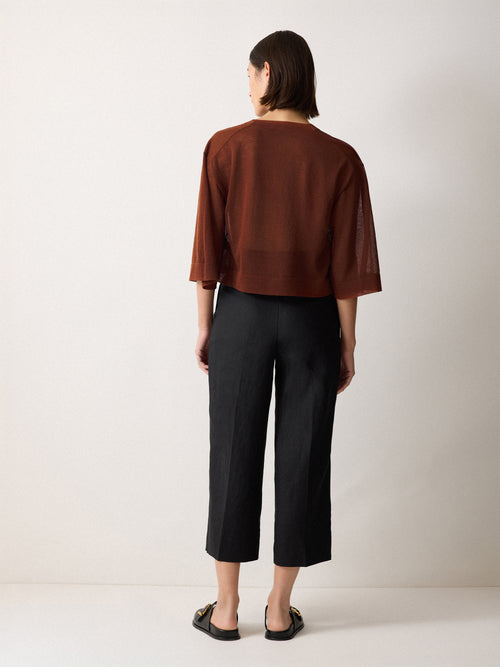 Sheer Linen Blend Cardigan | Brown – Jigsaw