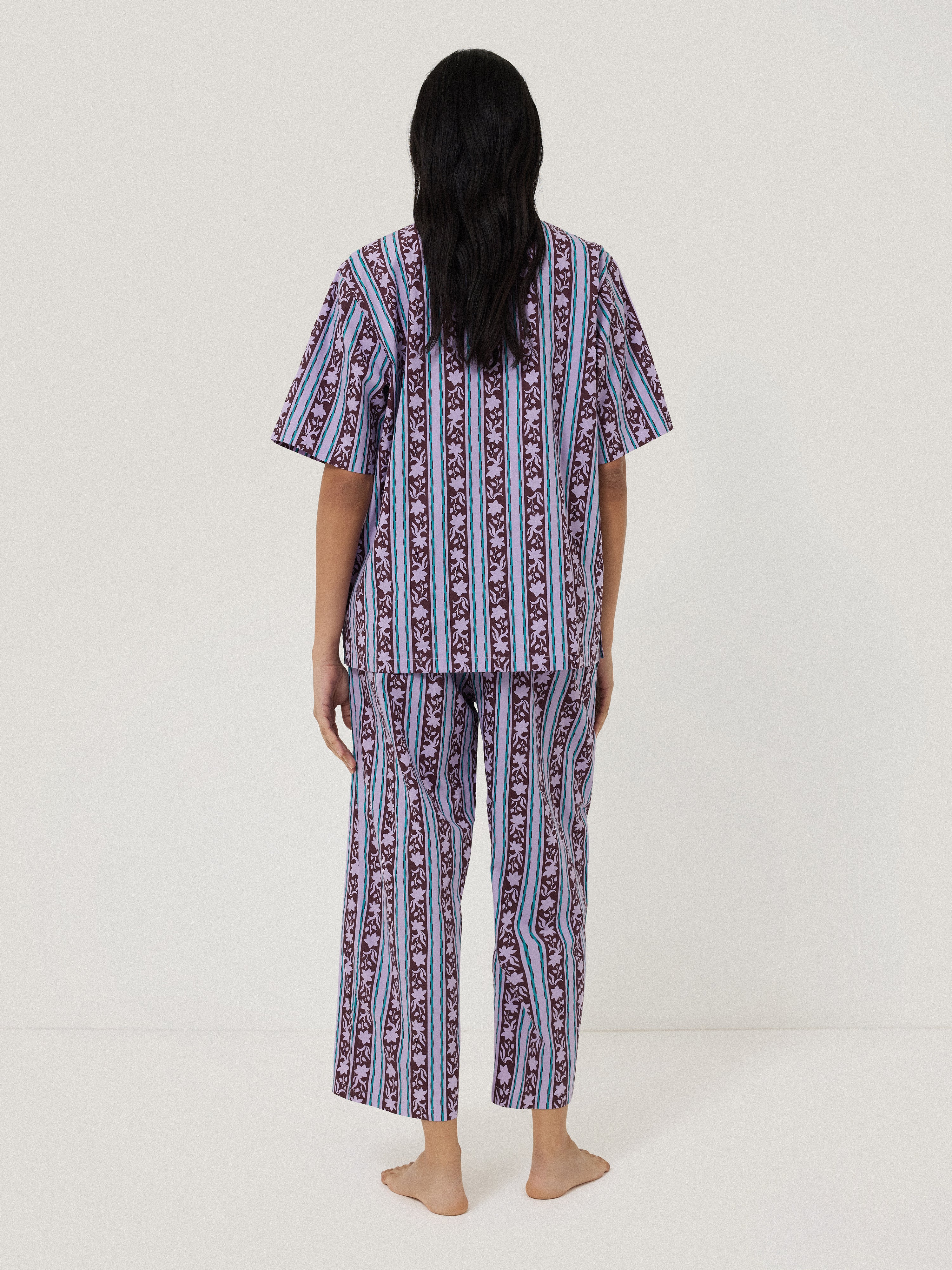 Floral Stripe Cropped Pyjama | Lilac – Jigsaw
