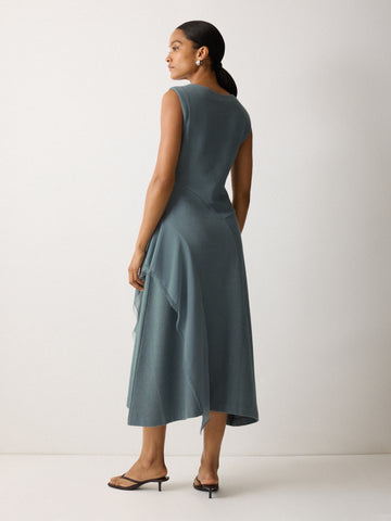 Georgette Ruffle Jersey Dress | Blue – Jigsaw