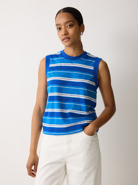 Cotton Slub Multi Stripe Tank | Blue – Jigsaw
