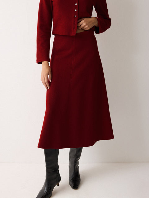 Textured Jersey A Line Skirt | Red – Jigsaw