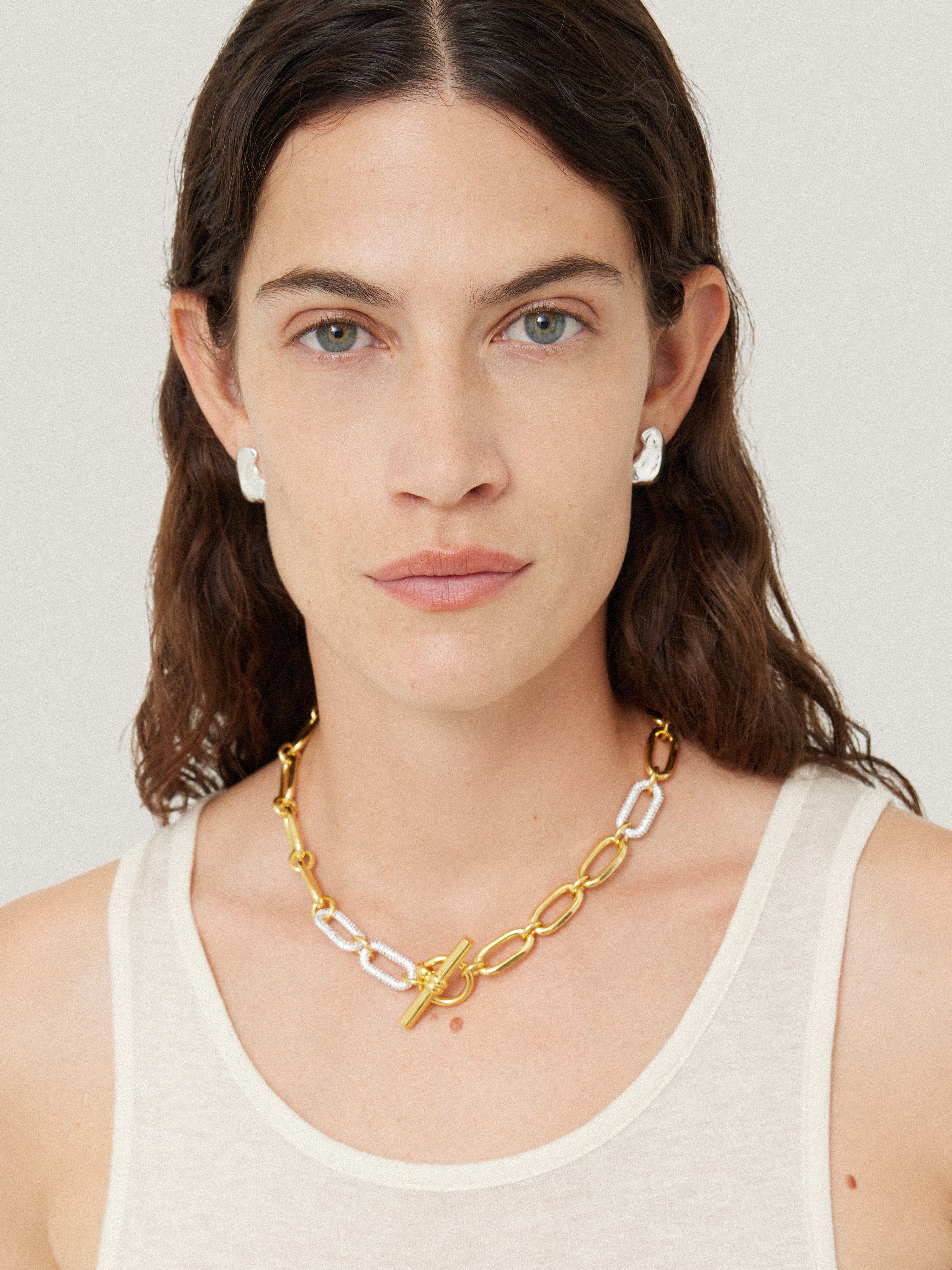 Pave Trombone Chain Necklace | Gold – Jigsaw