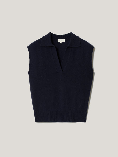 Wool Cashmere Blend Collar Top | Navy – Jigsaw