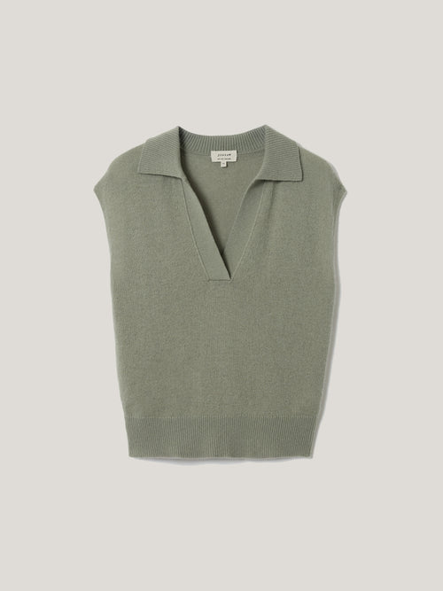 Wool Cashmere Blend Collar Top | Green – Jigsaw