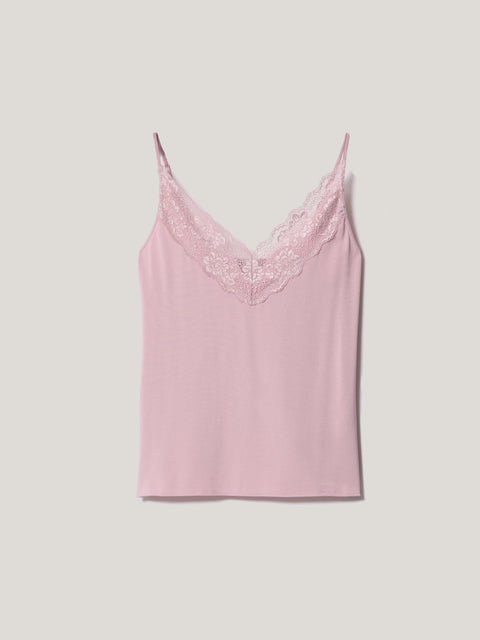 Modal Lace V Cami | Flush Pink – Jigsaw