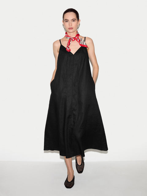 Linen Strappy Sundress | Black – Jigsaw