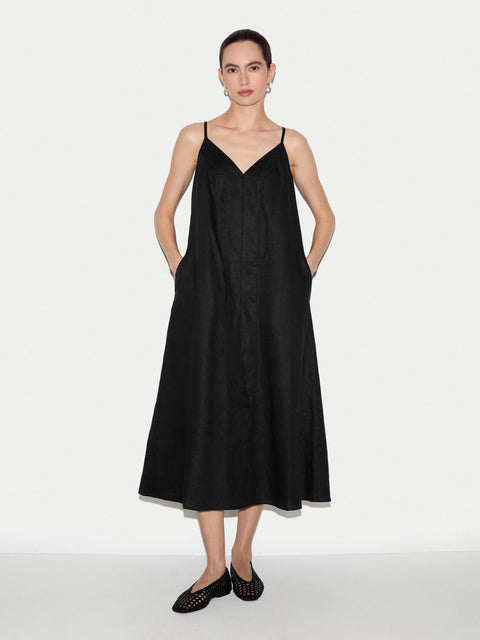 Linen Strappy Sundress | Black – Jigsaw