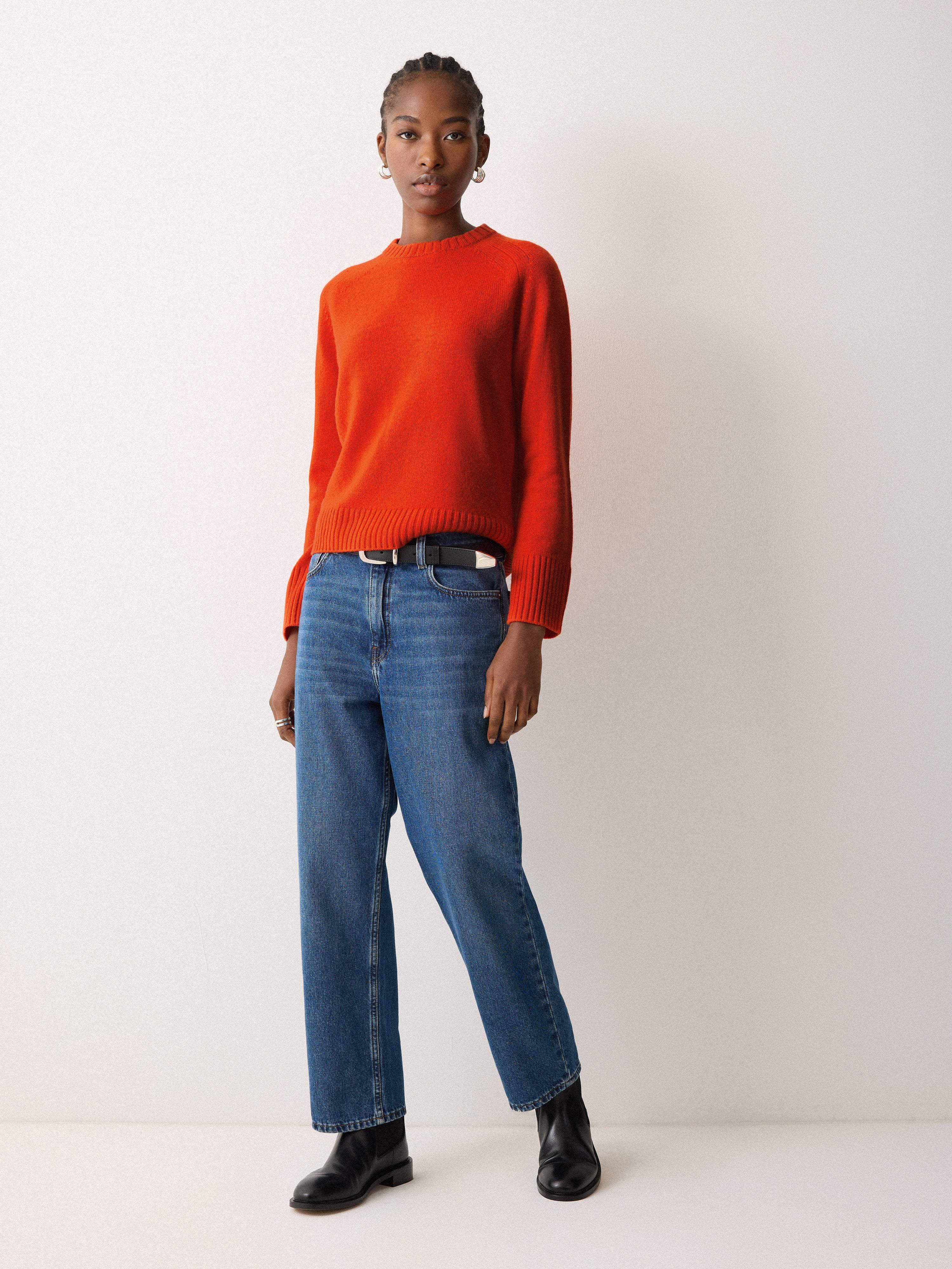 Wool Cashmere Saddle Jumper | Orange – Jigsaw