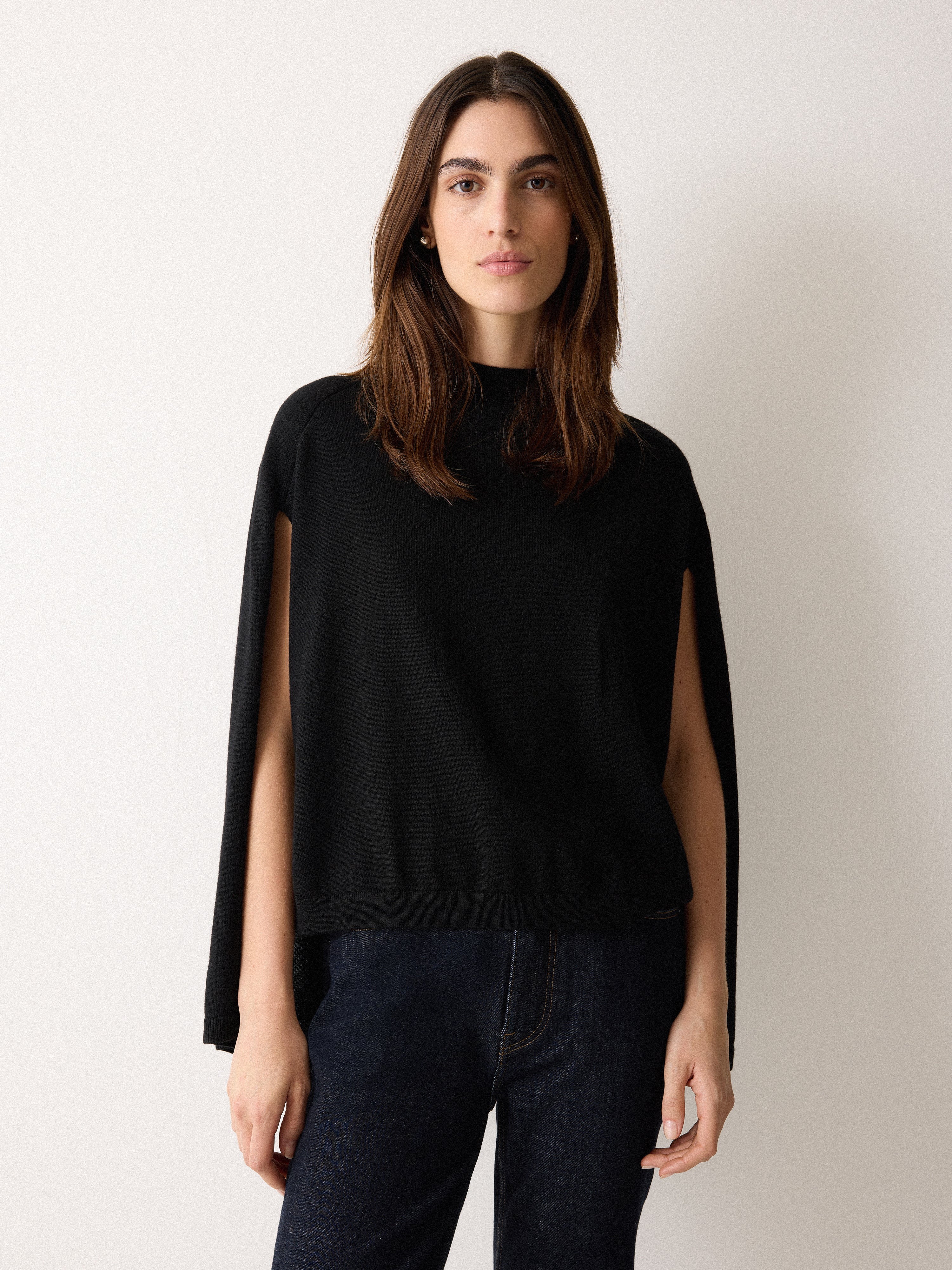 Merino Cape Jumper | Black – Jigsaw